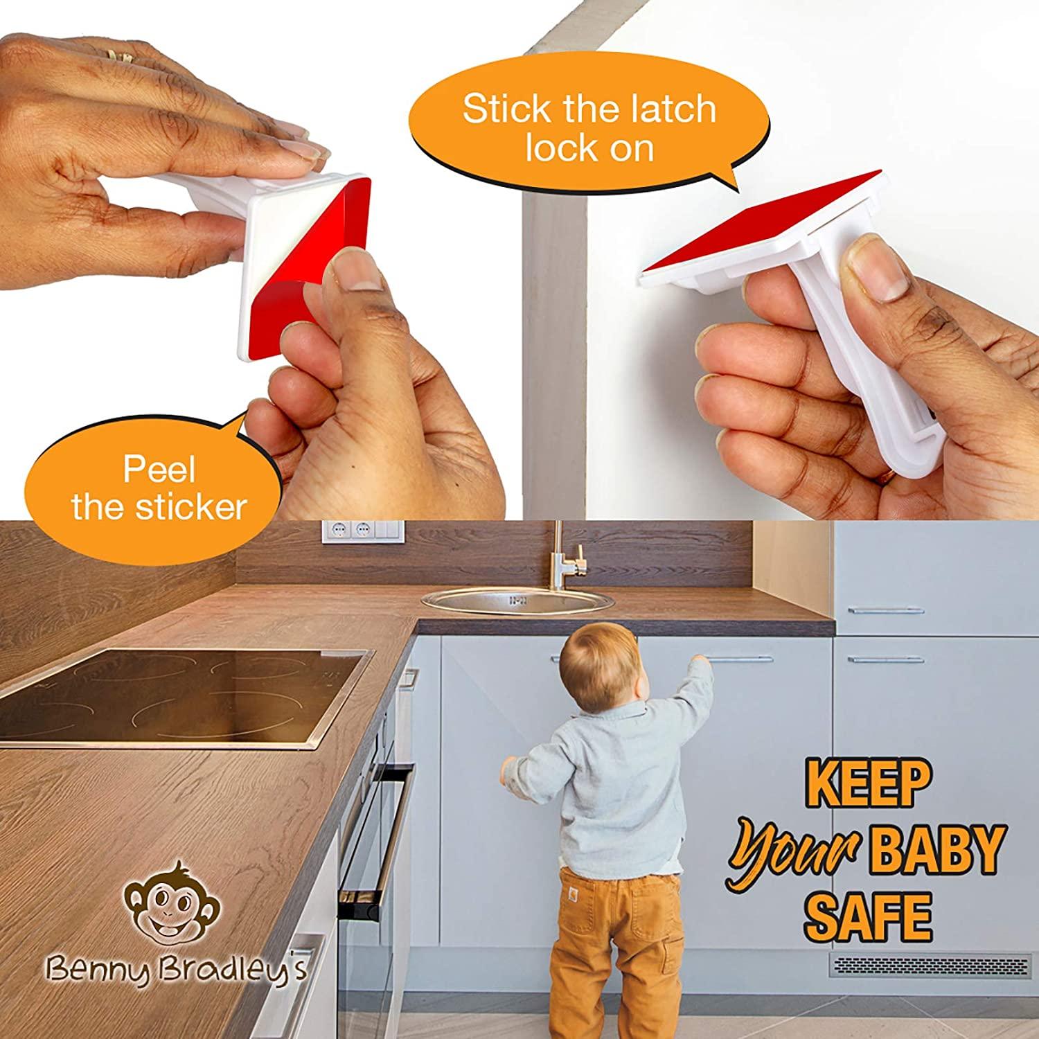 Upgraded Invisible Baby Proofing Cabinet Latch Locks (10 Pack) - No ...