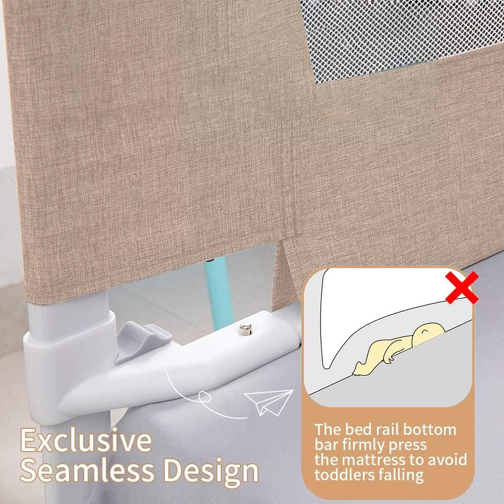 Extra Tall Bed Rails for Toddlers - Twin to King Size - Khaki - 1 Side ...