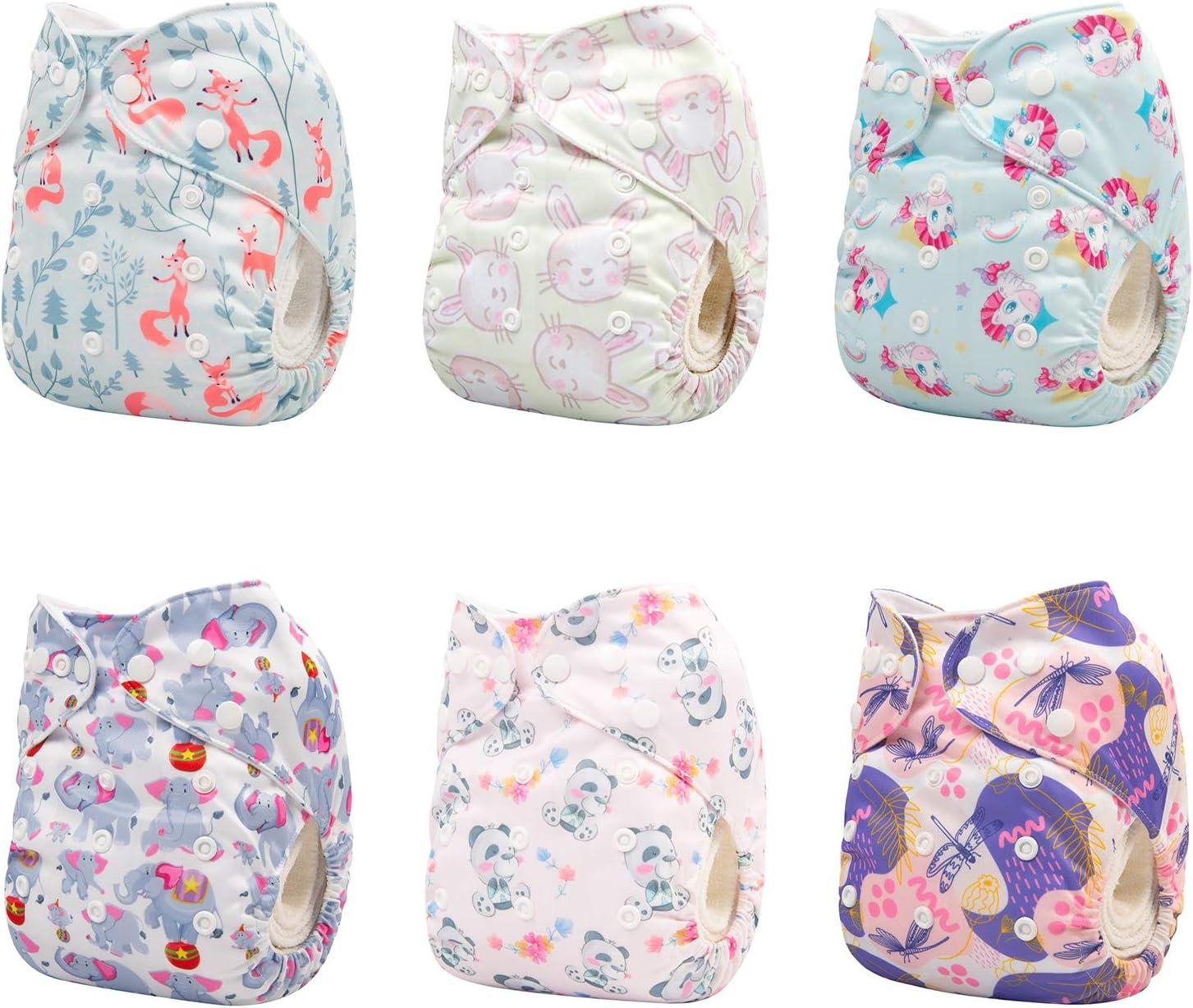 Alva Baby Reusable Washable Diapers Set with 6 Nappies + 12 Inserts ...