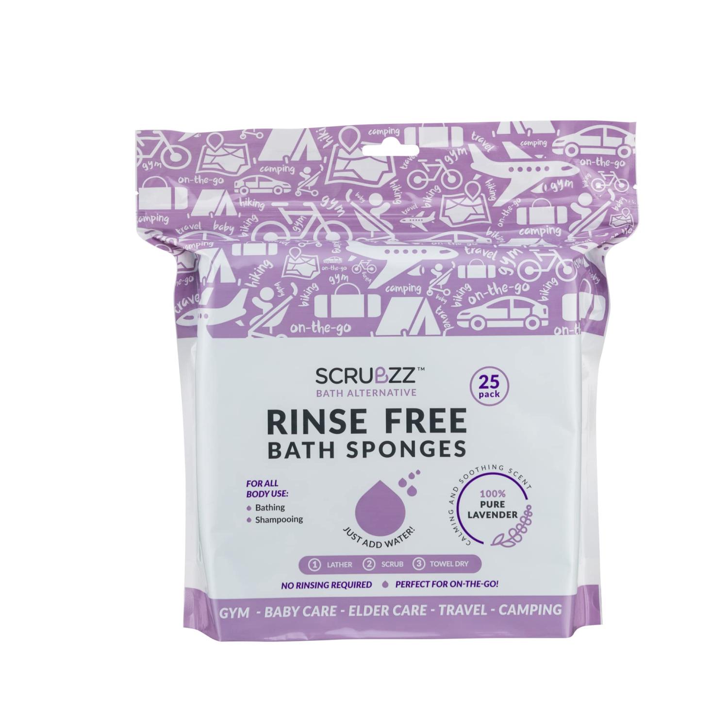 Scrubzz Disposable Bathing Wipes - 25 Pack Lavender Scented - No Rinse ...
