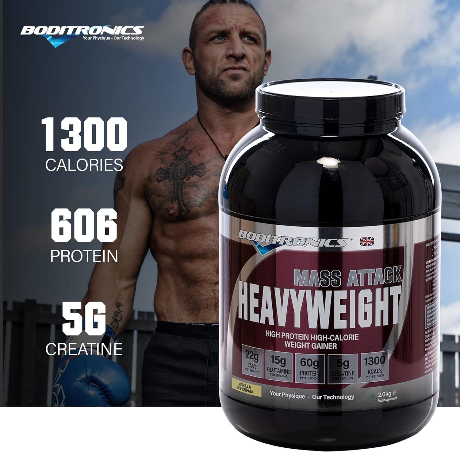 Boditronics Mass Attack Heavyweight High-Calorie Mass Gainer Powder ...