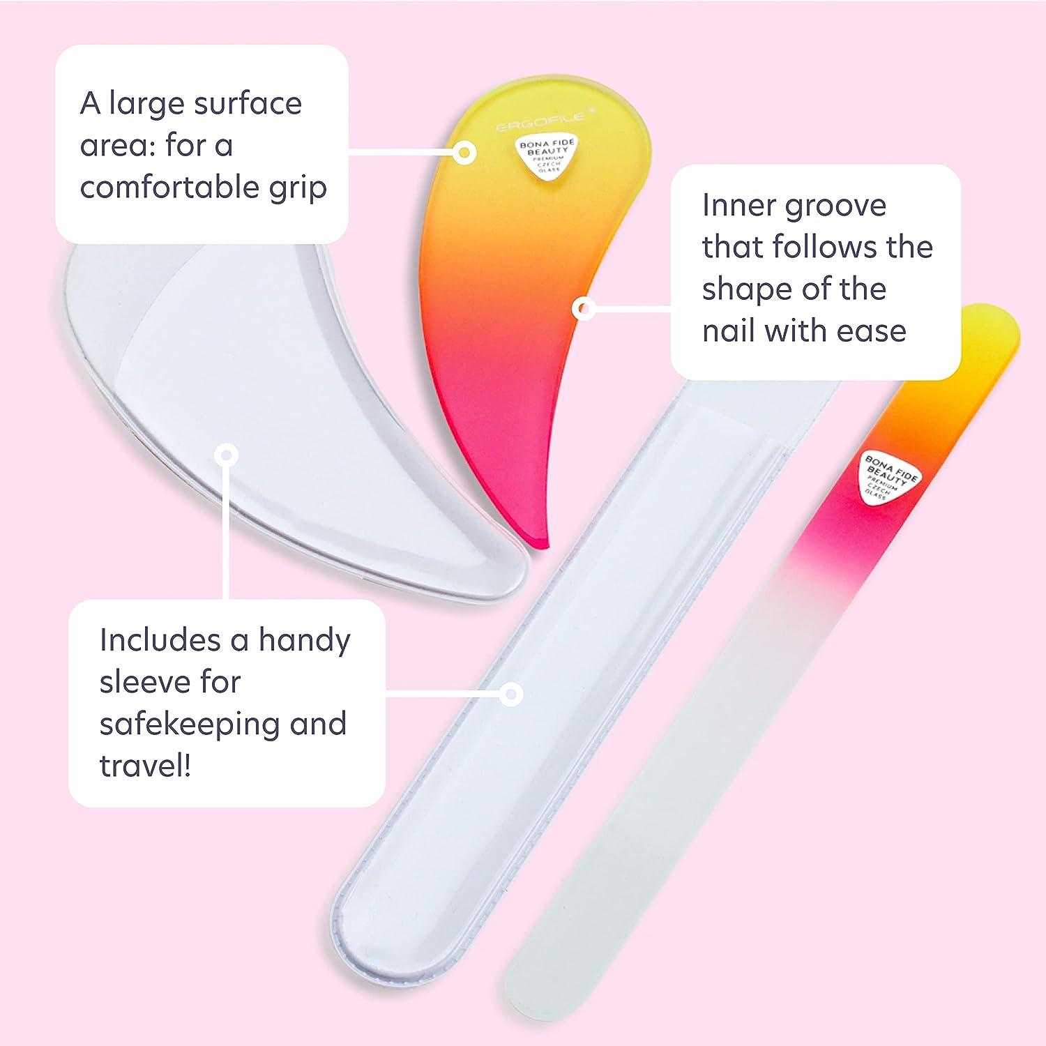 Bona Fide Beauty Czech Glass Sunset Nail File Set - Ergonomic Nail ...