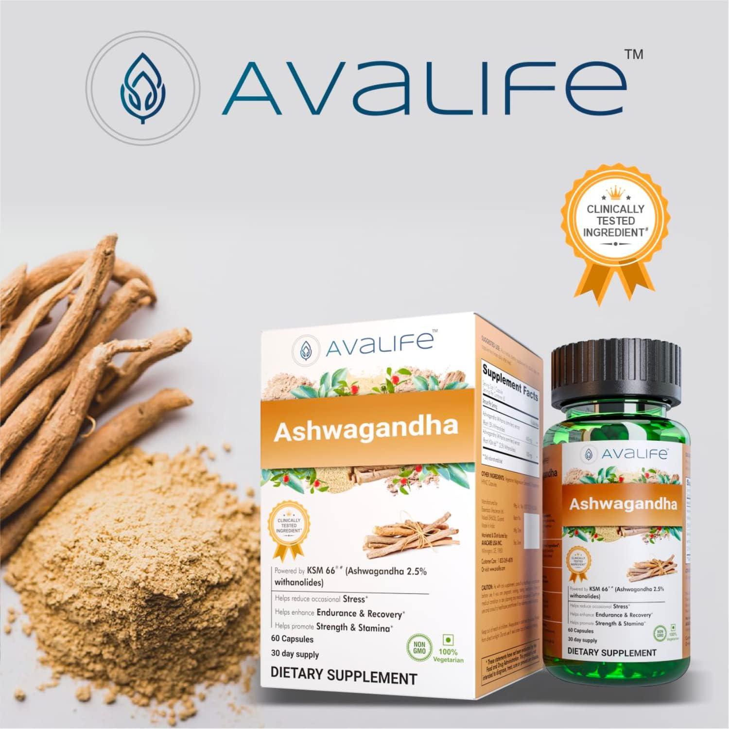 AVALIFE Ashwagandha 500mg (60 Capsules) with 5% Withanolides & KSM-66 ...