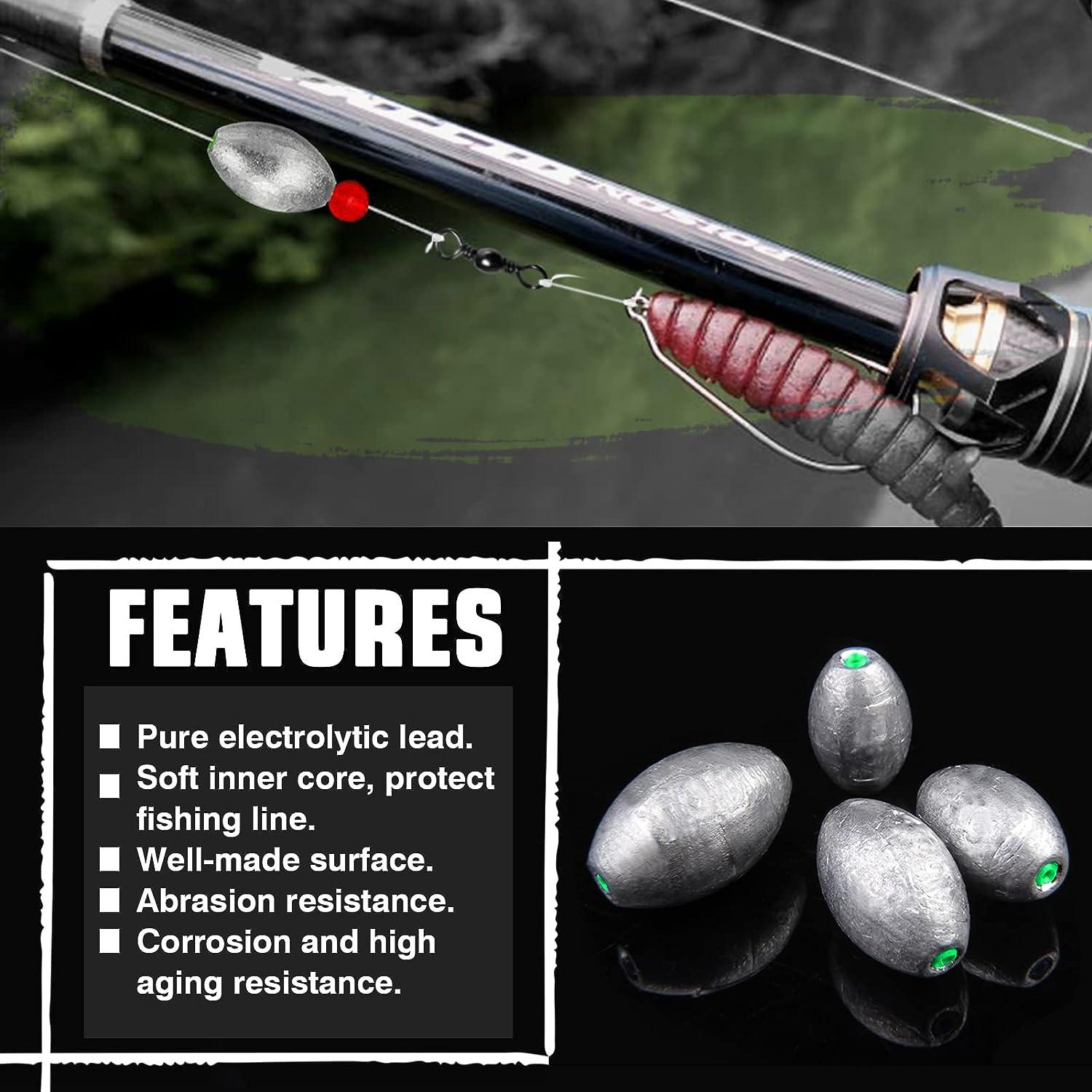 AMYSPORTS Egg Lead Fishing Weights Kit - Saltwater & Freshwater Bass ...