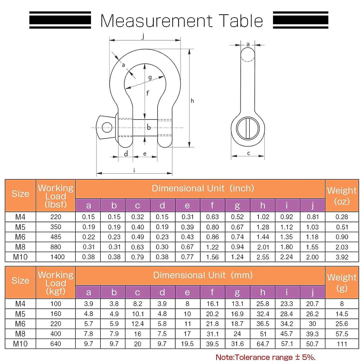 AMYSPORTS Heavy Duty Stainless Steel Chain Shackle Set - M10 1400lbsf ...