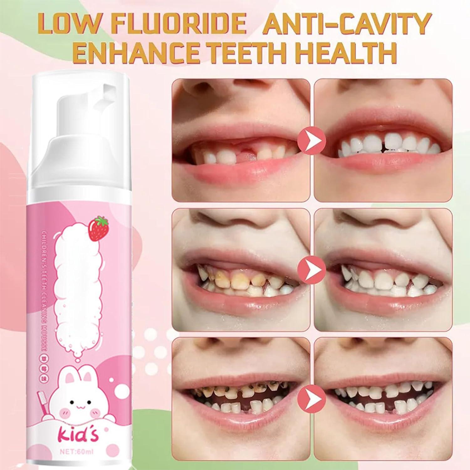 Kids Strawberry Foam Toothpaste - Low Fluoride, Natural Ingredients for ...