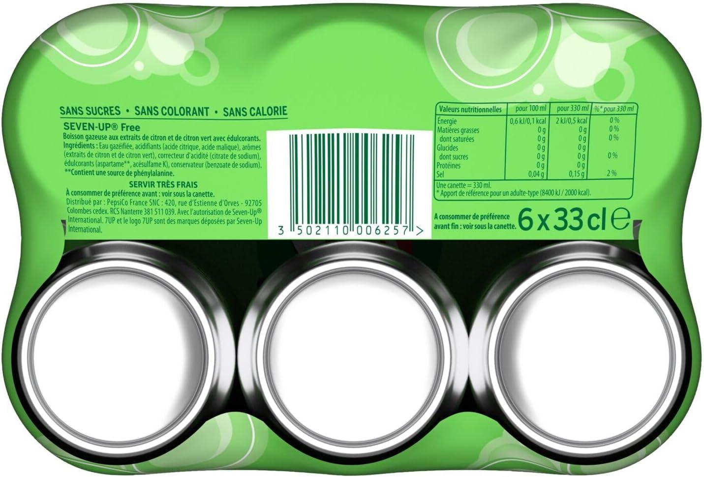 7UP Free Sans Sucres Citron & Citron Vert Canette 6 x 33 cl | Buy Now ...