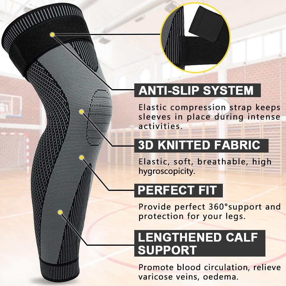 Beister Compression Full Leg Sleeves with Knee Support Straps - Black ...