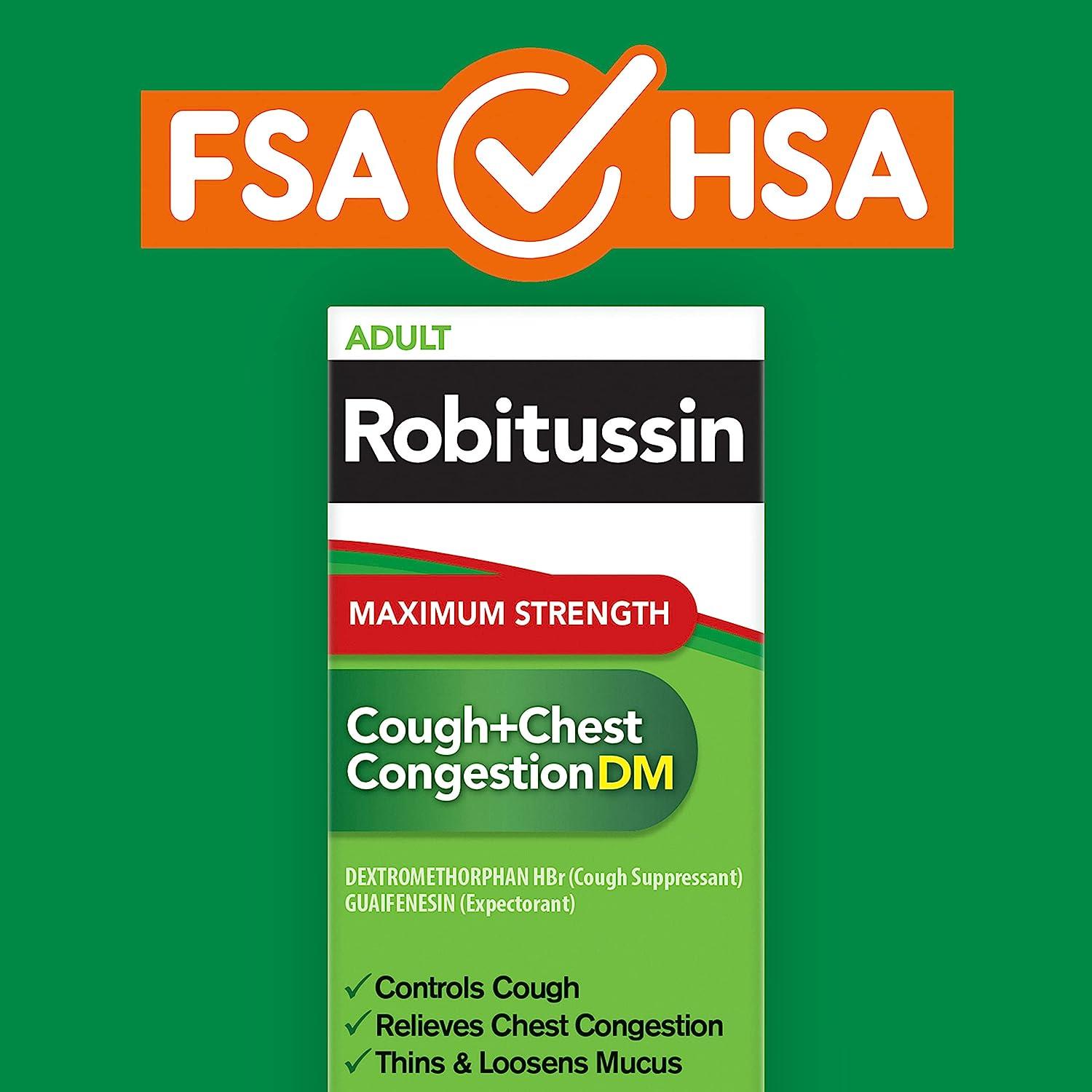 Robitussin Adult Maximum Strength Cough + Chest Congestion DM Max 8 Fl ...