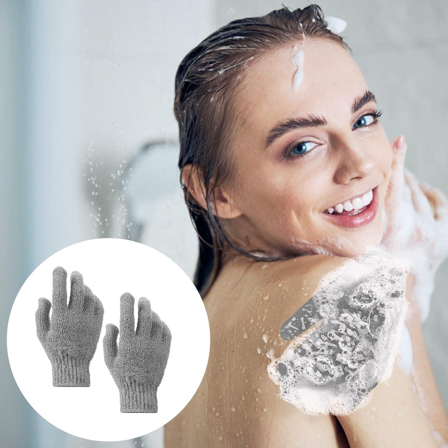 Sibba Natural Loofah Bath Gloves - Exfoliating Shower Gloves for Dead ...