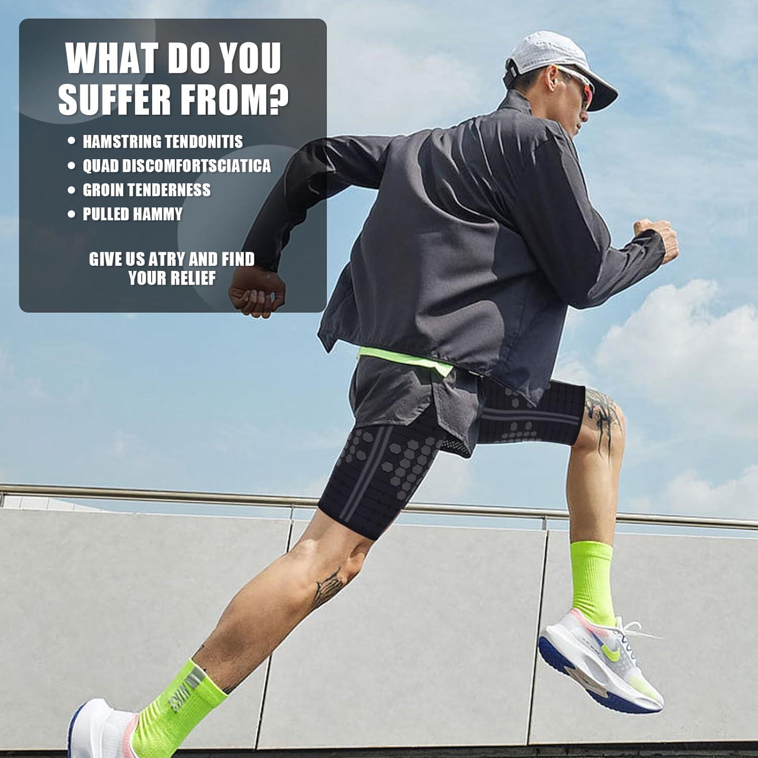 Fadcaer Thigh Compression Sleeve 2PCS - Hamstring Support Wrap for Men ...