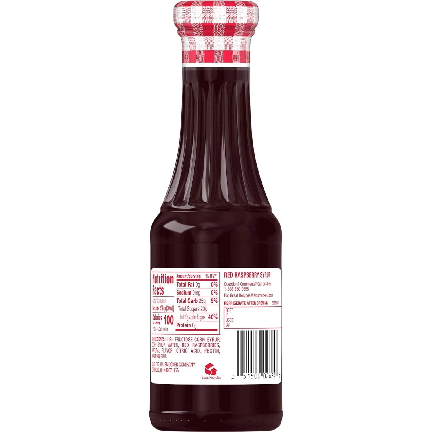Smucker's Red Raspberry Syrup 12oz - Pack of 6 | Authentic Fruit Flavor ...