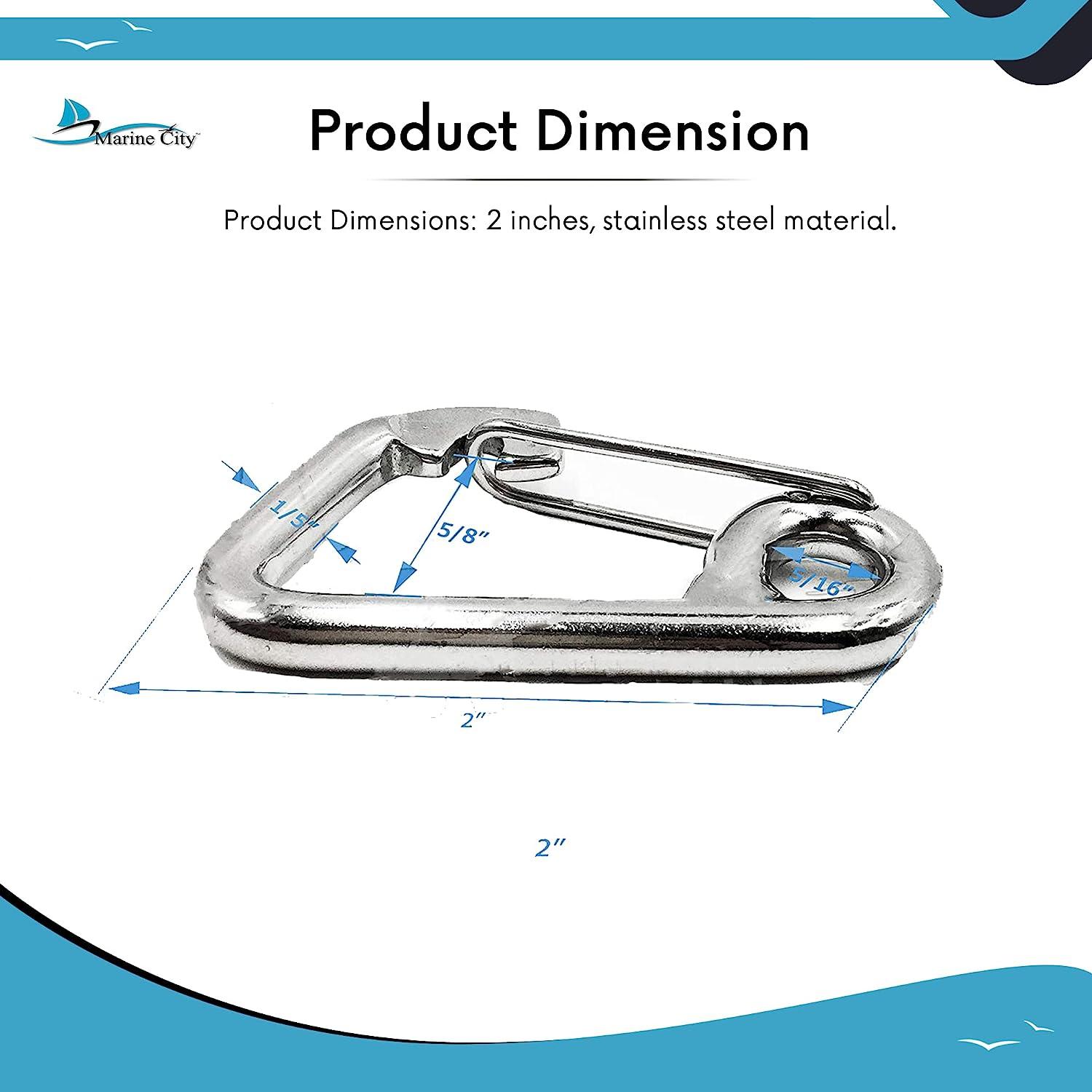 Marine City 316 Stainless Steel Carabiner Spring Snap Hook with Ring 2 ...