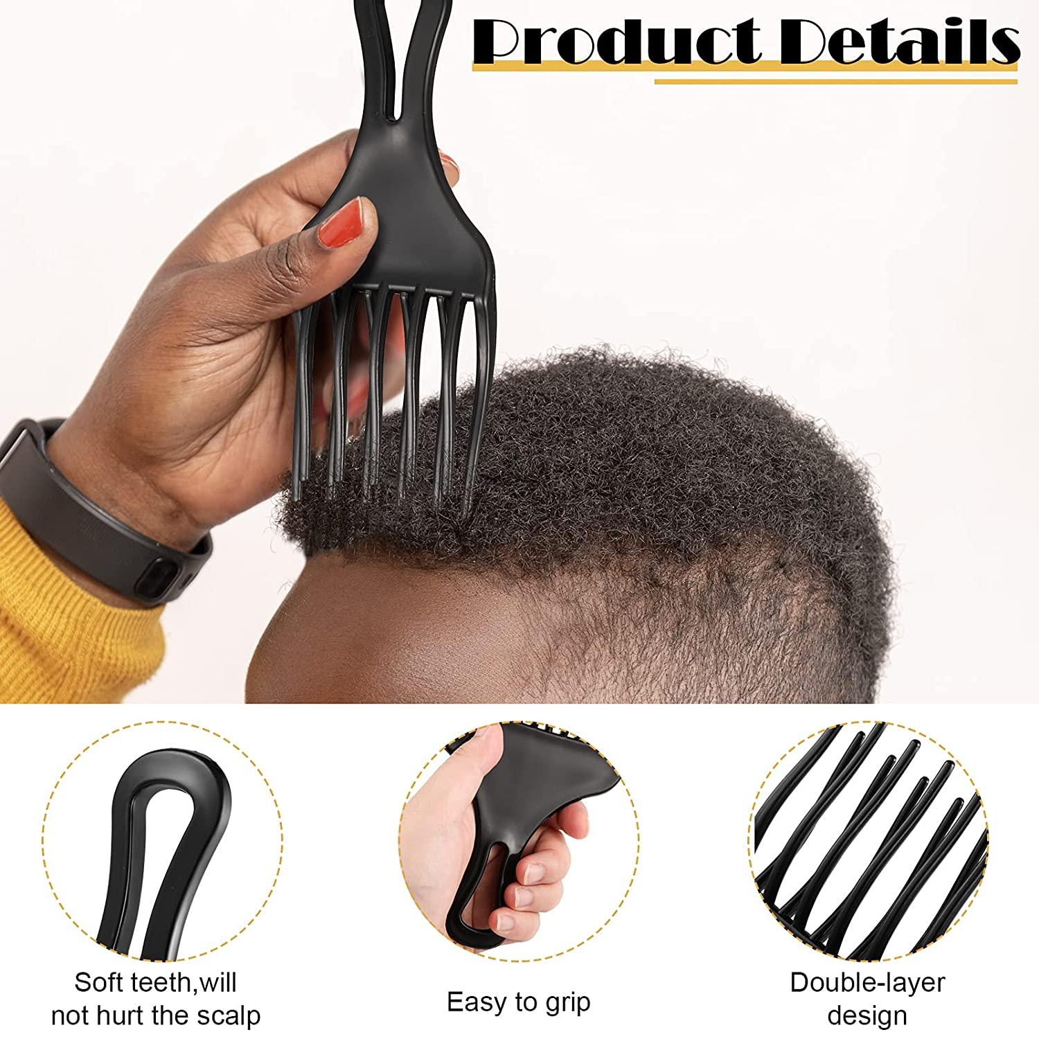 5 Piece Afro Twist Hair Comb Set - Twist Comb, Afro Pick, Curl Sponge Glove, Barber Tool - Red ...