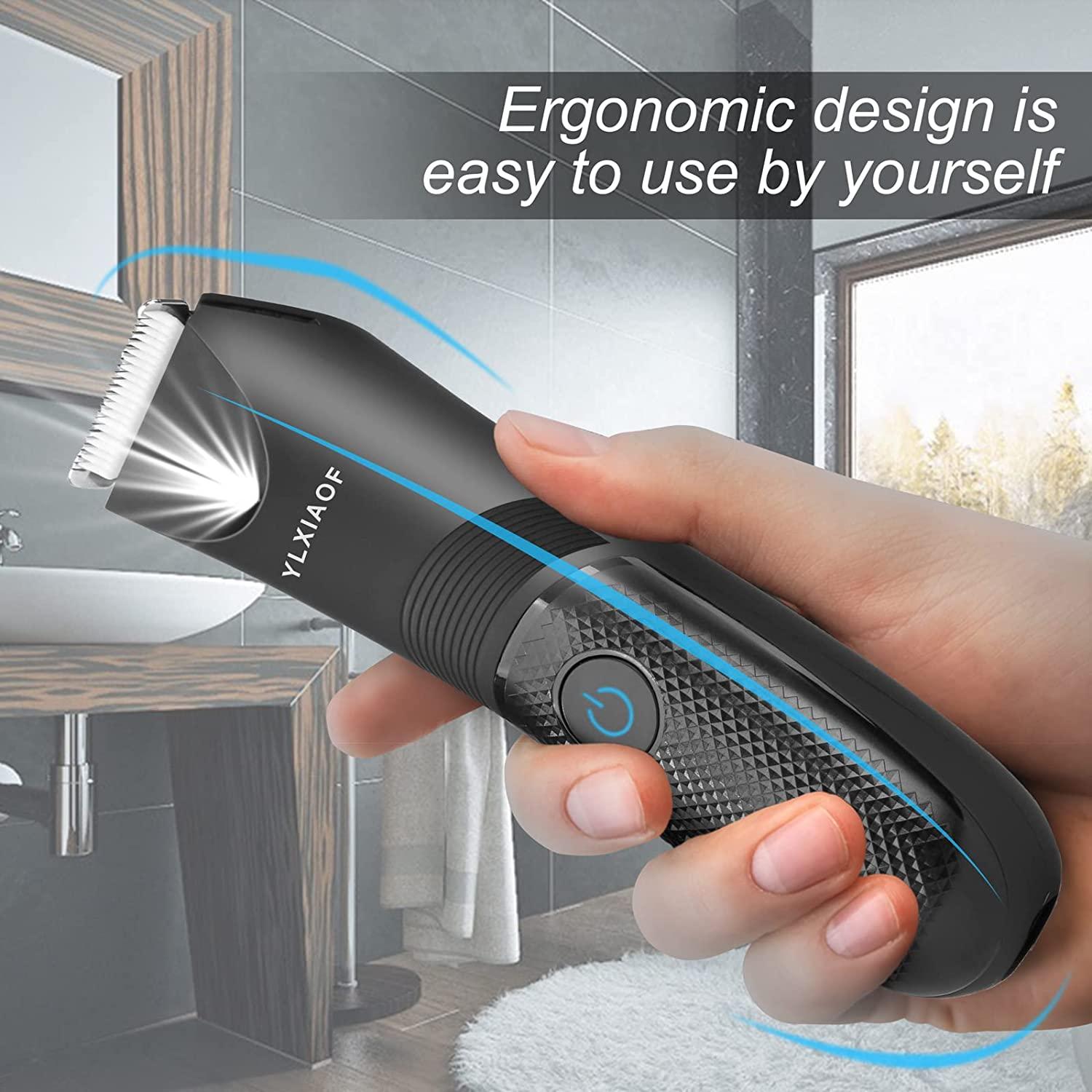 Men's Body Hair Trimmer and Ball Shaver - Electric Groomer with LED ...