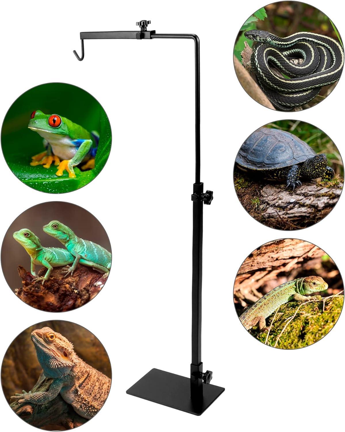 QWORK Reptile Lamp Stand Adjustable 12-25 Inch Metal Heat Lamp Holder ...