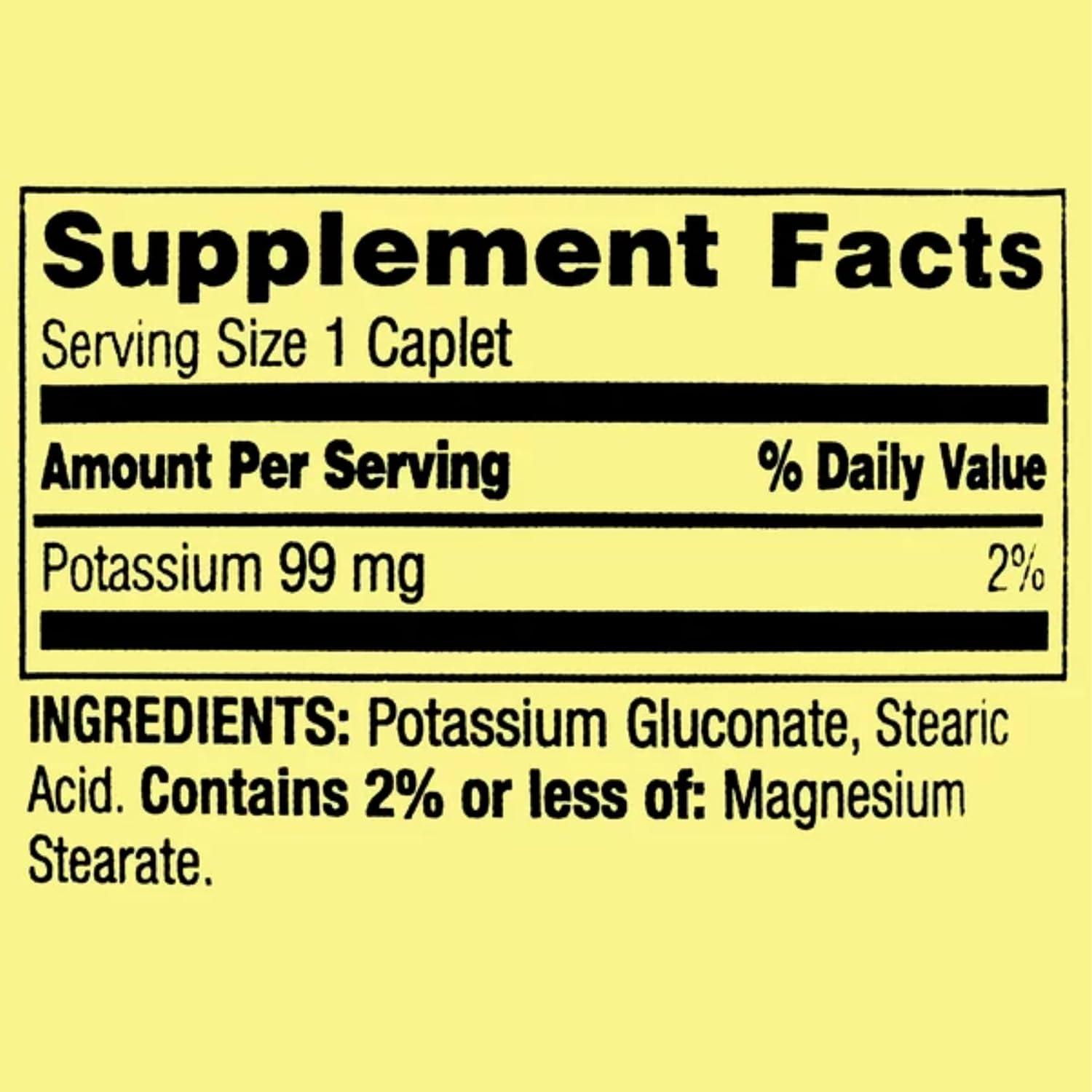Spring Valley Potassium Caplets 99mg Dietary Supplement 100 Count + Me ...