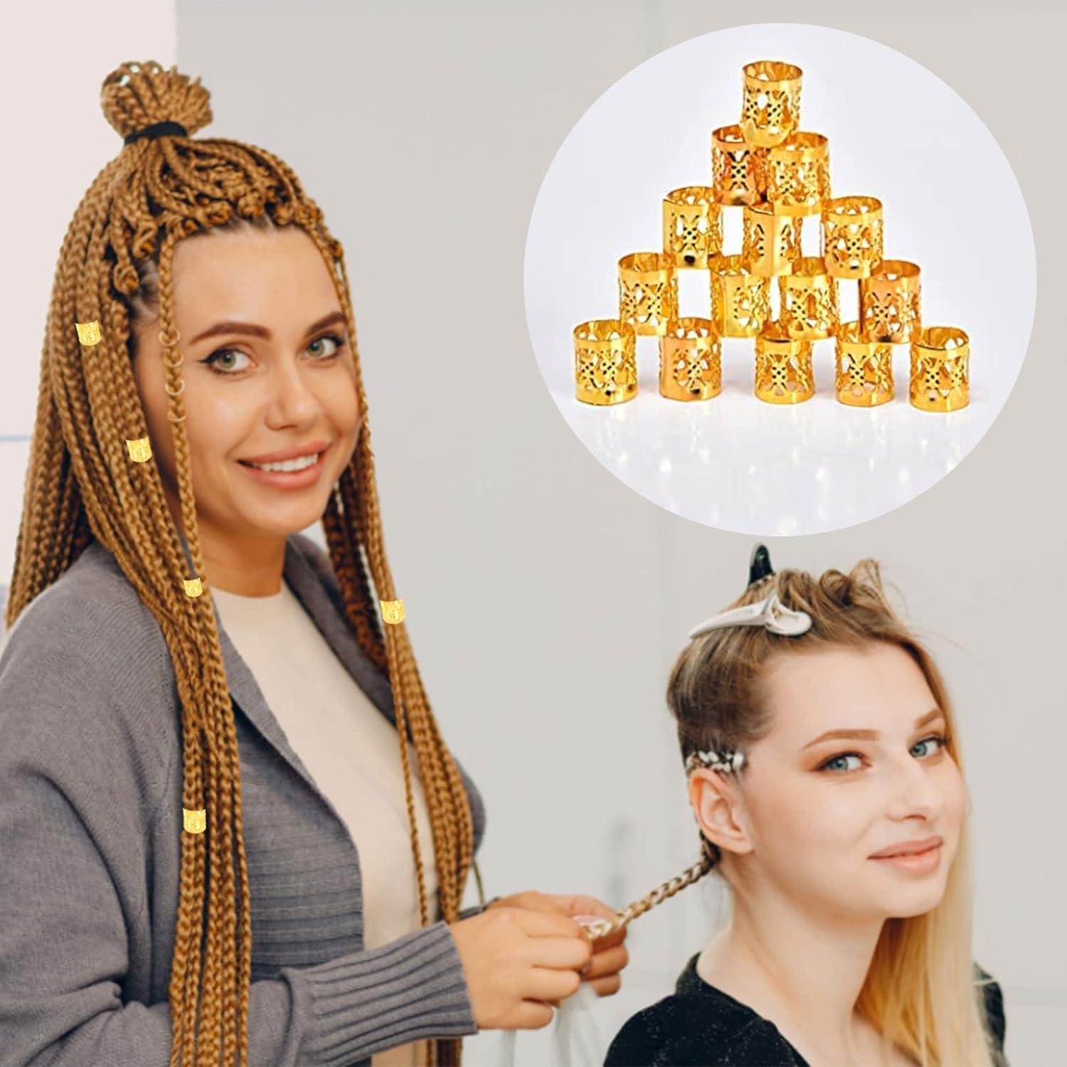 30pcs Gold Aluminum Hair Braid Rings Dreadlocks Cuffs Clips ...