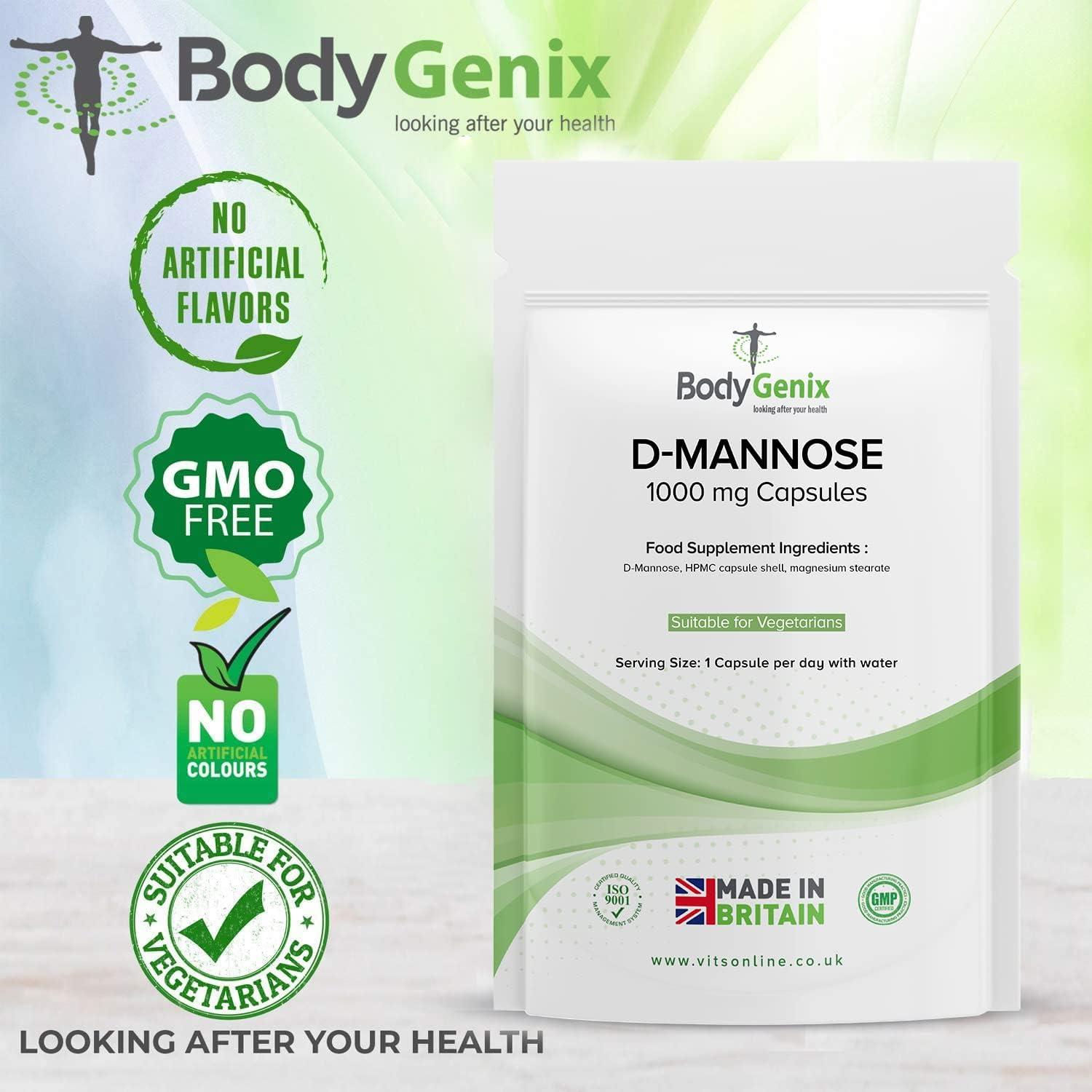 Bodygenix D-Mannose Capsules | UTI Support Supplement | 1000mg 30 ...