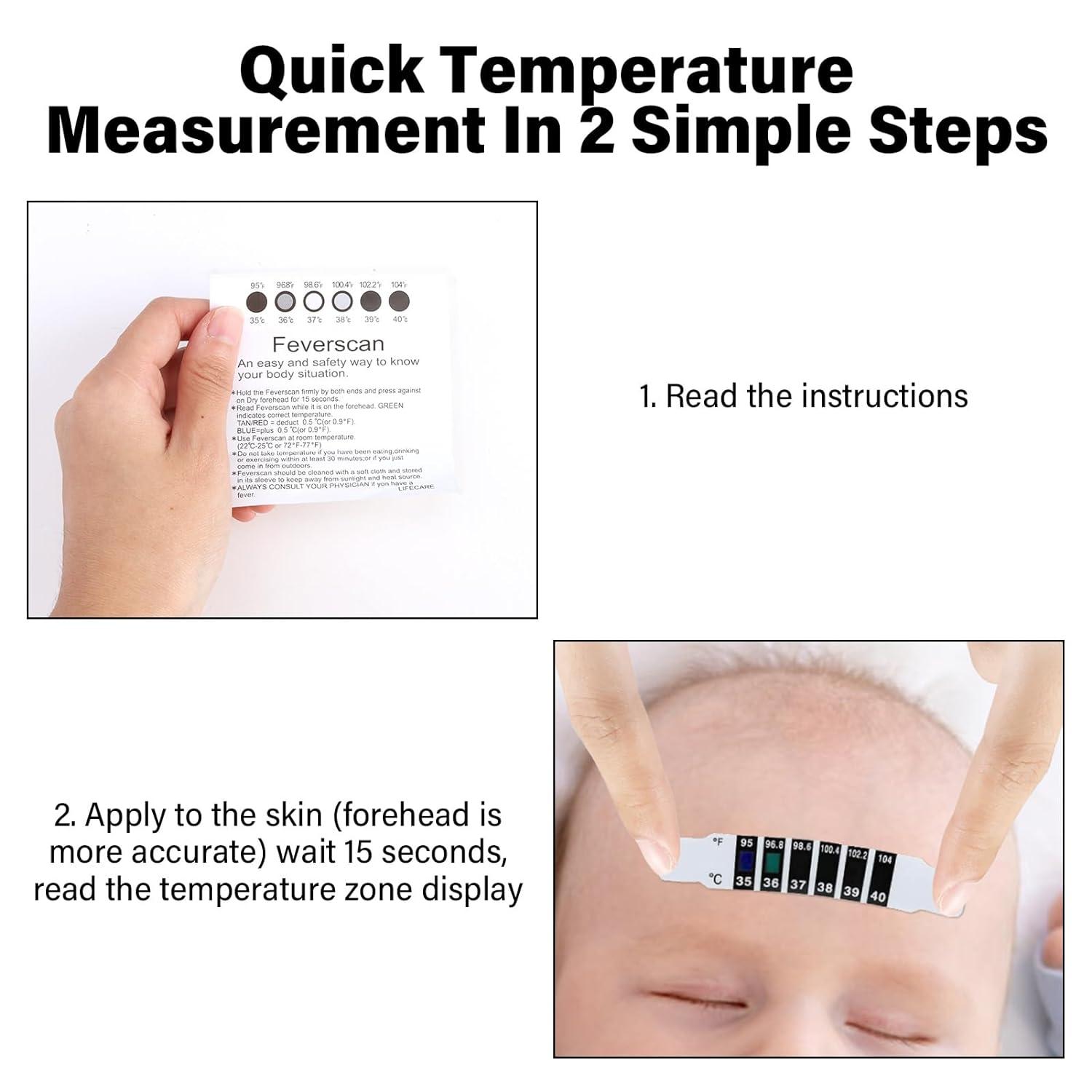 Forehead Thermometer Strips - 20 PCS Quick Read Reusable Forehead Head ...