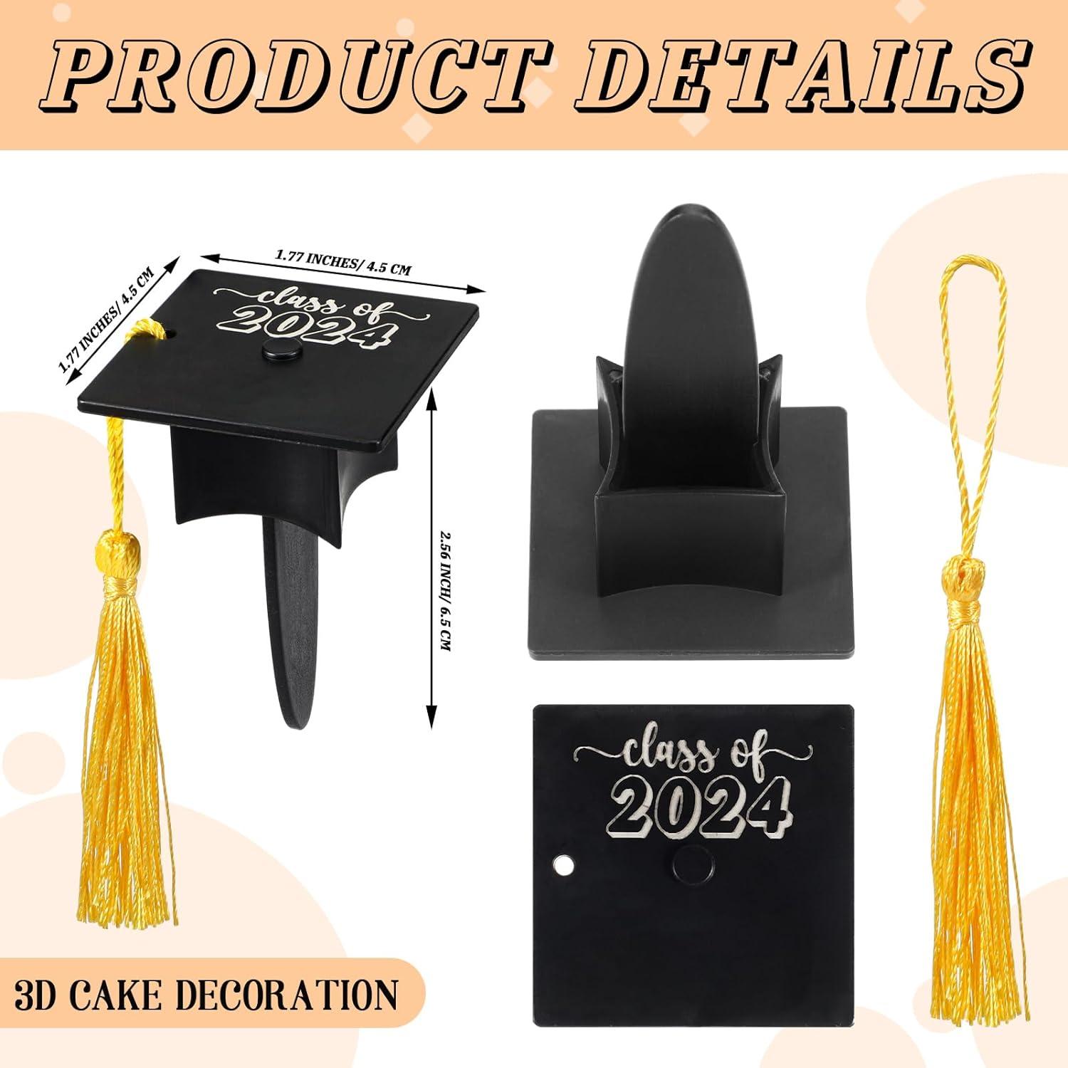 Sinload 36 Pcs Graduation Cap Cupcake Toppers Class of 2024 Cupcake ...