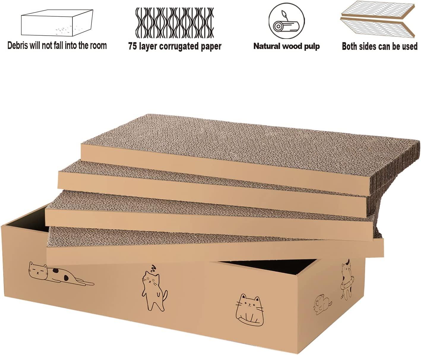4-Pack Reversible Cat Scratch Pad | Durable Recyclable Cardboard | Rest ...