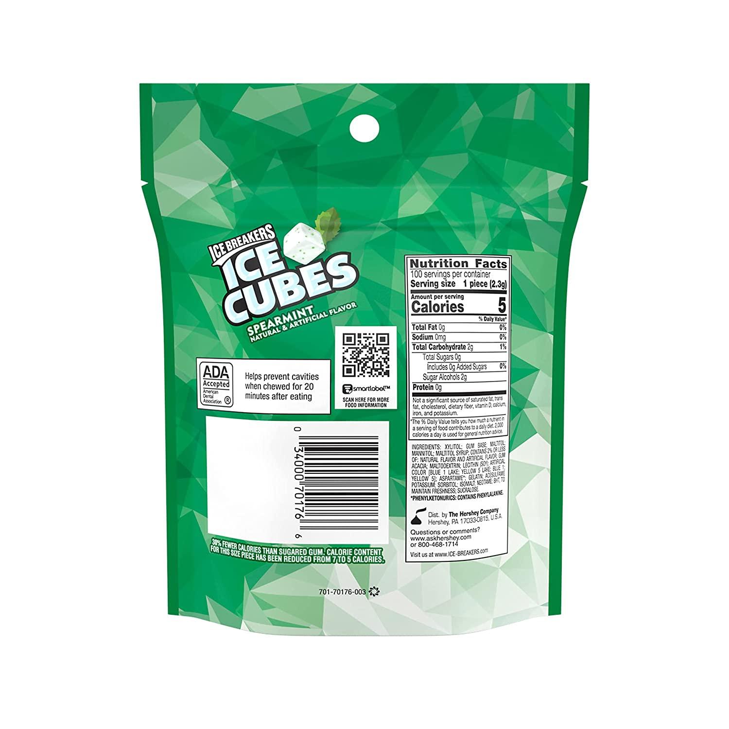 Ice Breakers Ice Cubes Spearmint Sugar Free Chewing Gum with Xylitol ...