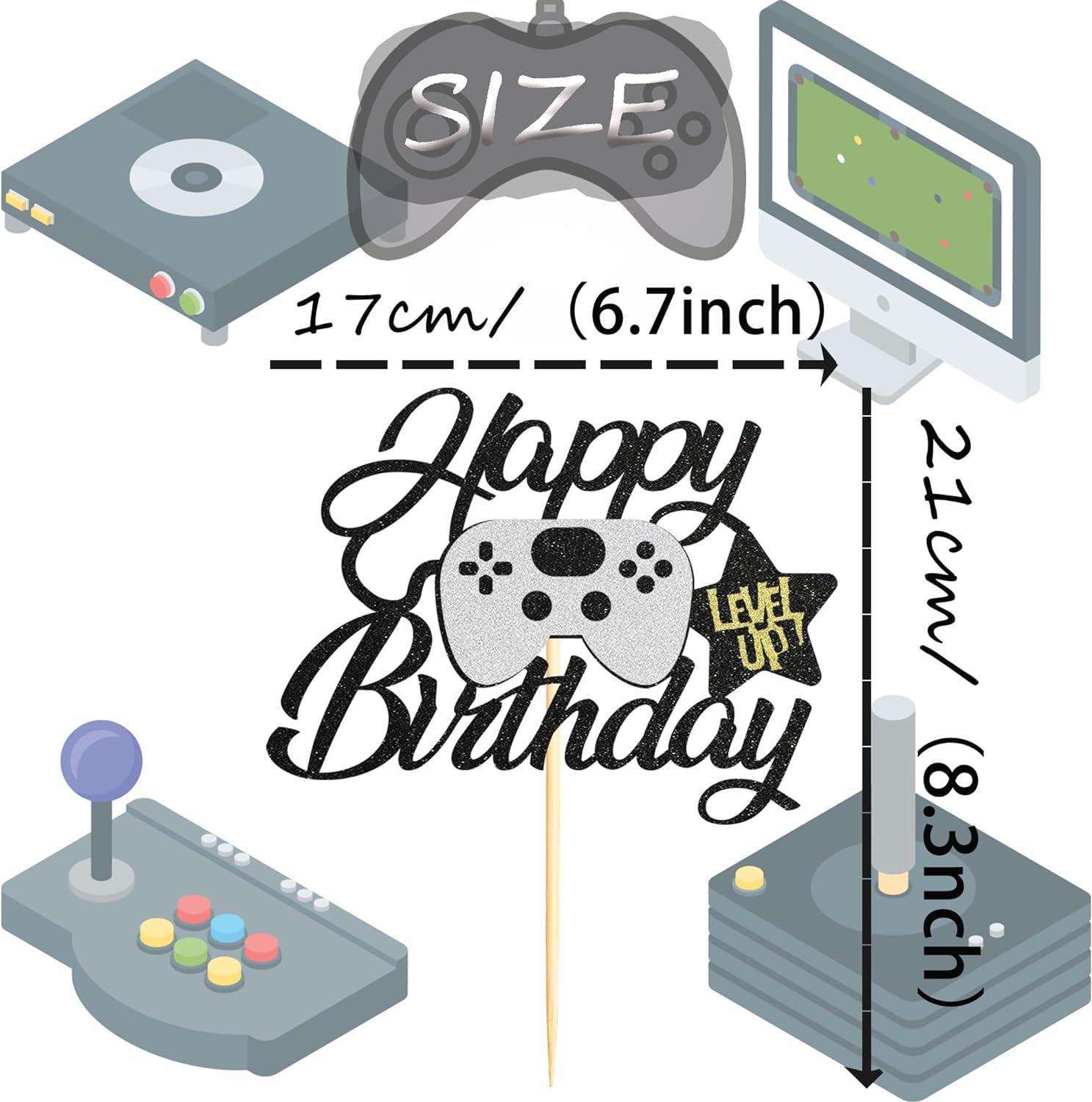 Sumerk 1PC Video Game Happy Birthday Cake Topper Level Up Cake Toppers ...