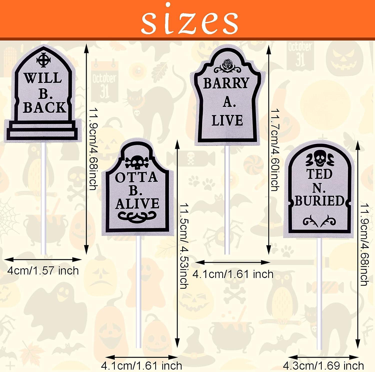 72 Pieces Halloween Tombstone Cake Toppers Gravestone Cupcake Toppers ...