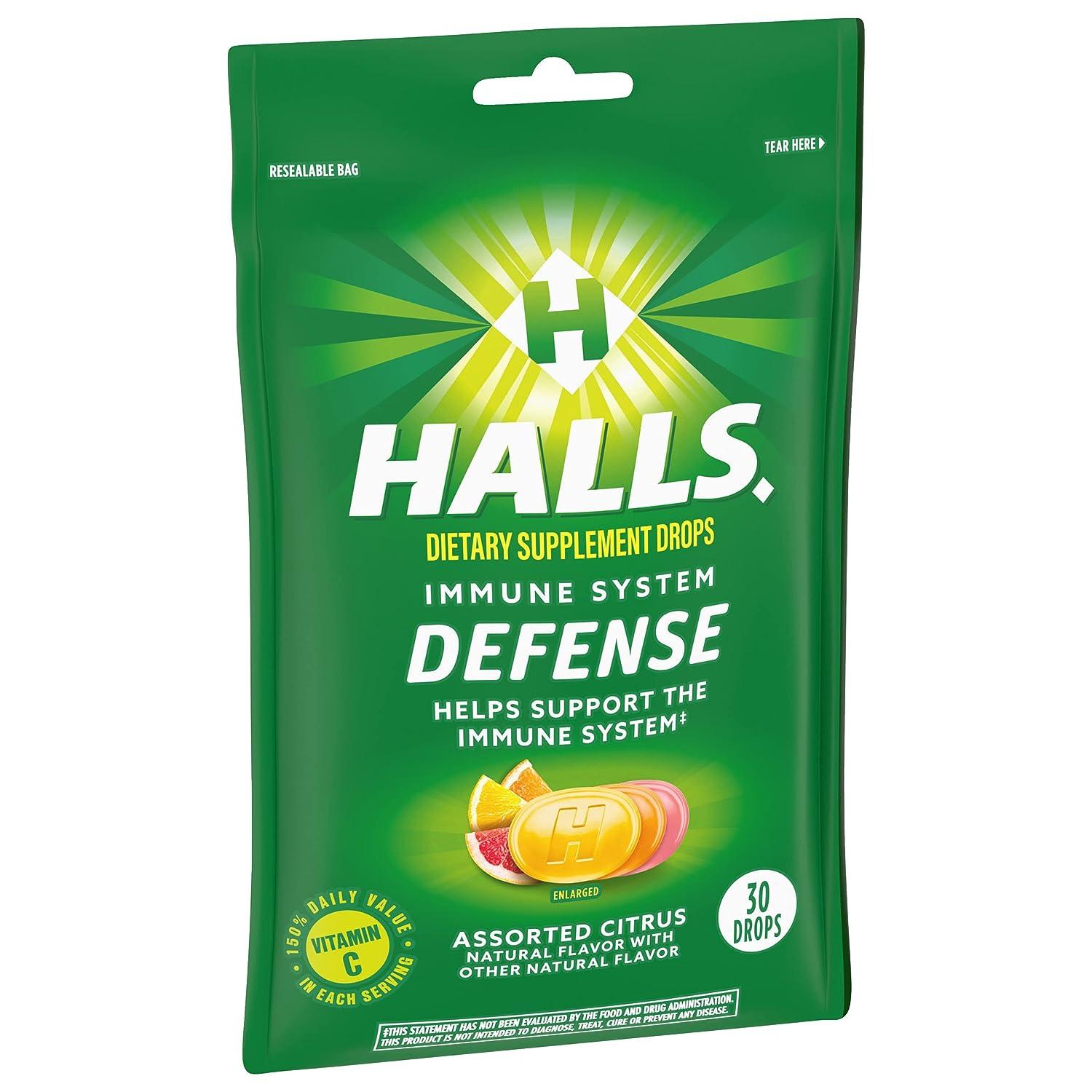 HALLS Defense Citrus Vitamin C Drops - 30 Drops, Dietary Supplement ...