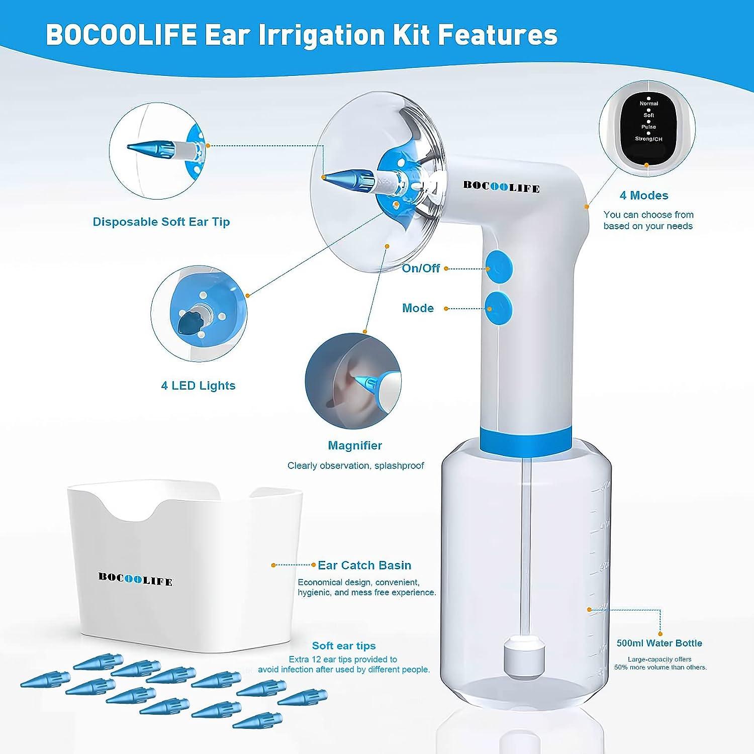 BOCOOLIFE Electric Ear Irrigation Kit - Ear Wax Removal System with 4 ...