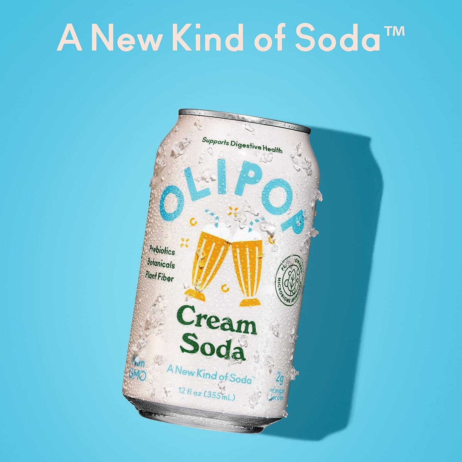 OLIPOP Cream Soda Sparkling Tonic - Prebiotic Soft Drink with 9g Fiber ...