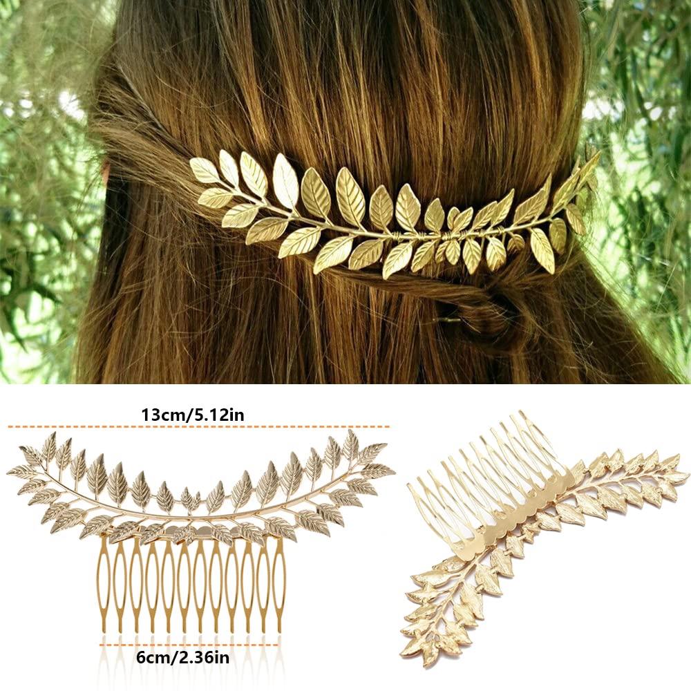6 Pack Gold Leaf Decorative Hair Side Combs for Women - Bridal French ...