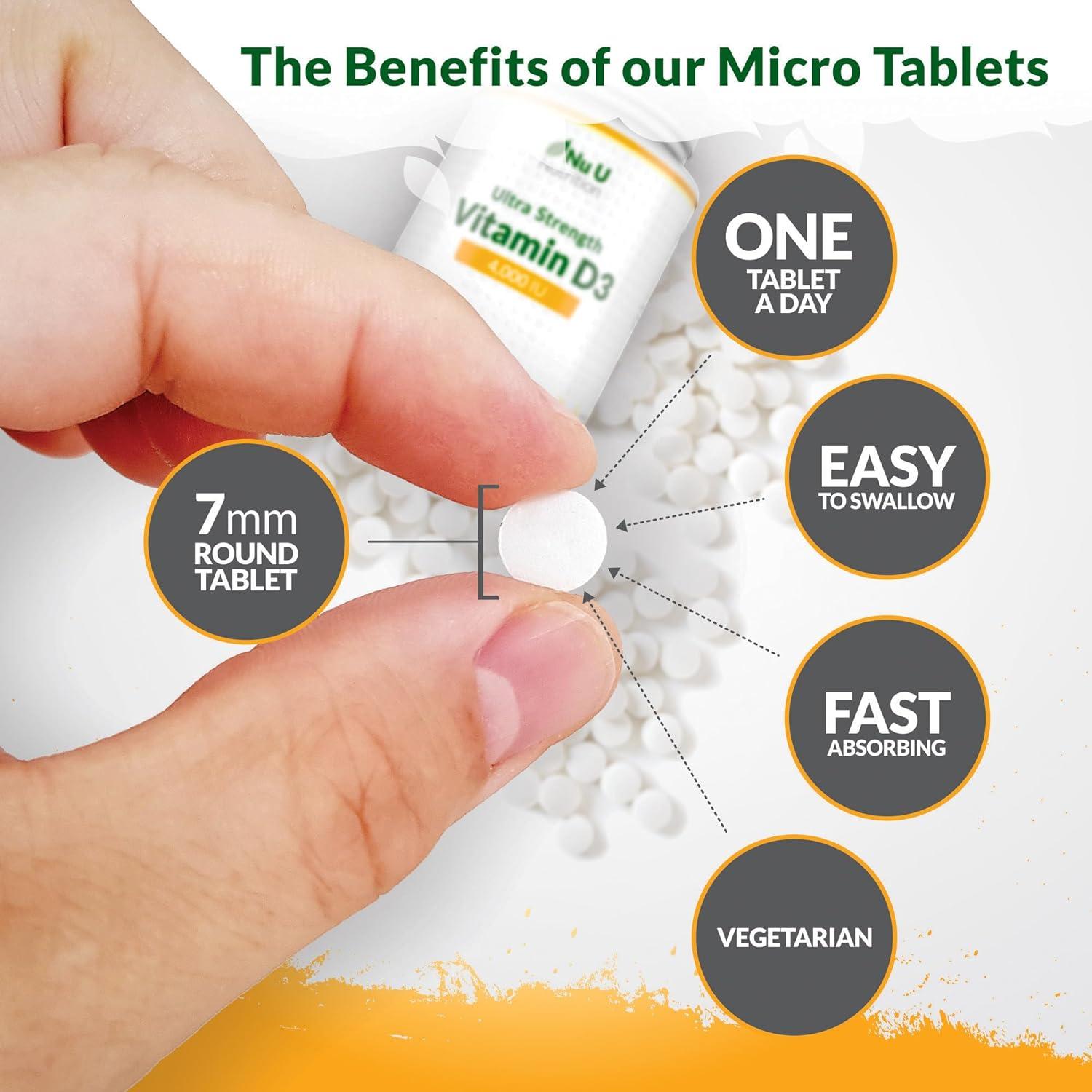 Vitamin D3 4000 IU - 400 Vegetarian Micro Tablets - High Strength ...