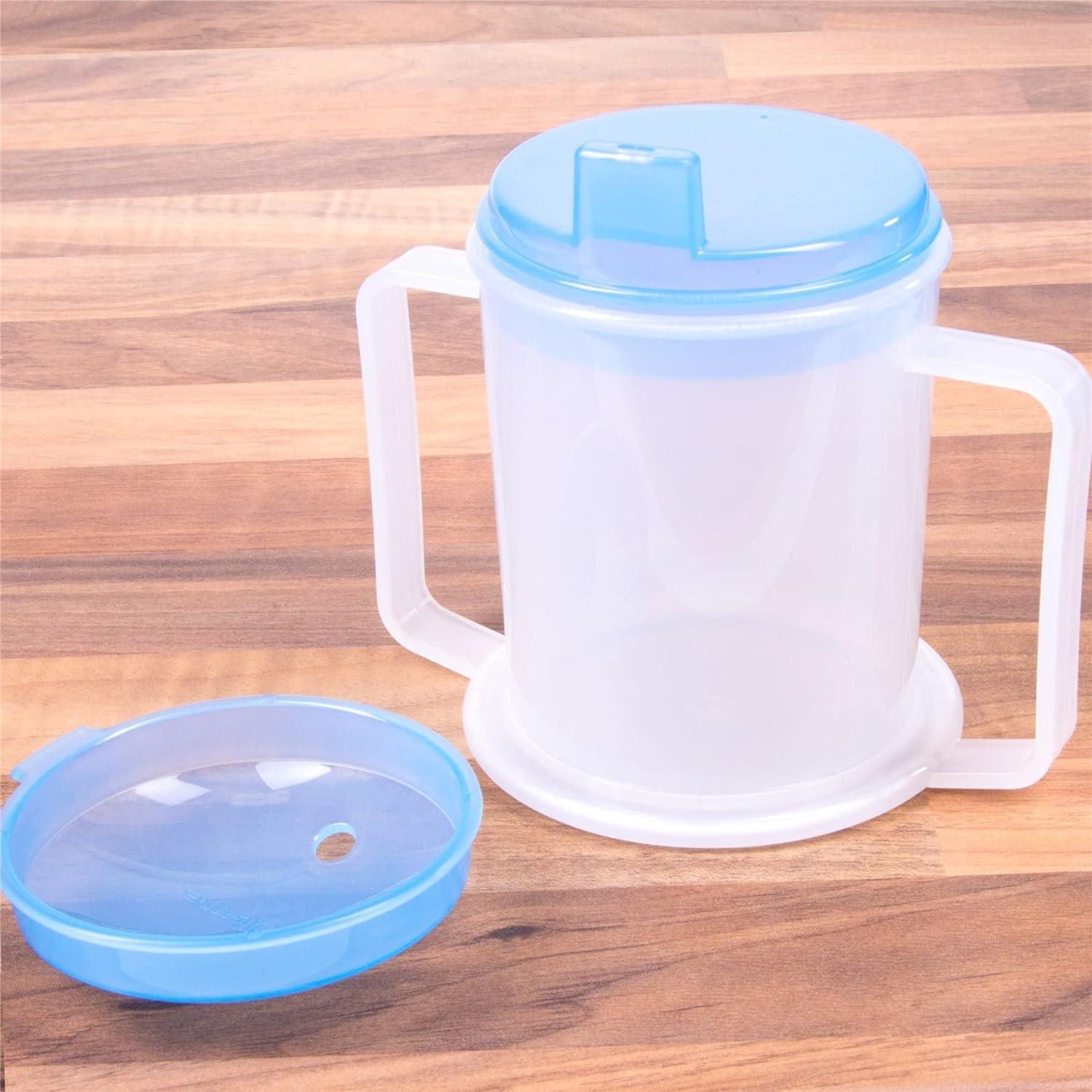 Adult Drinking Cup with Handles & Anti-Spill Lids - Spill-Proof Design ...
