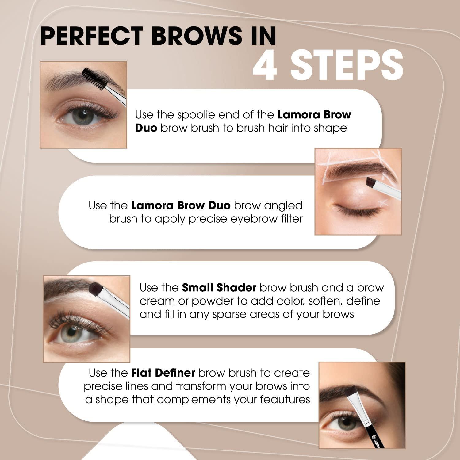 Eyebrow Brush Set - Duo Spoolie, Angled Brow, Precision Flat Definer ...