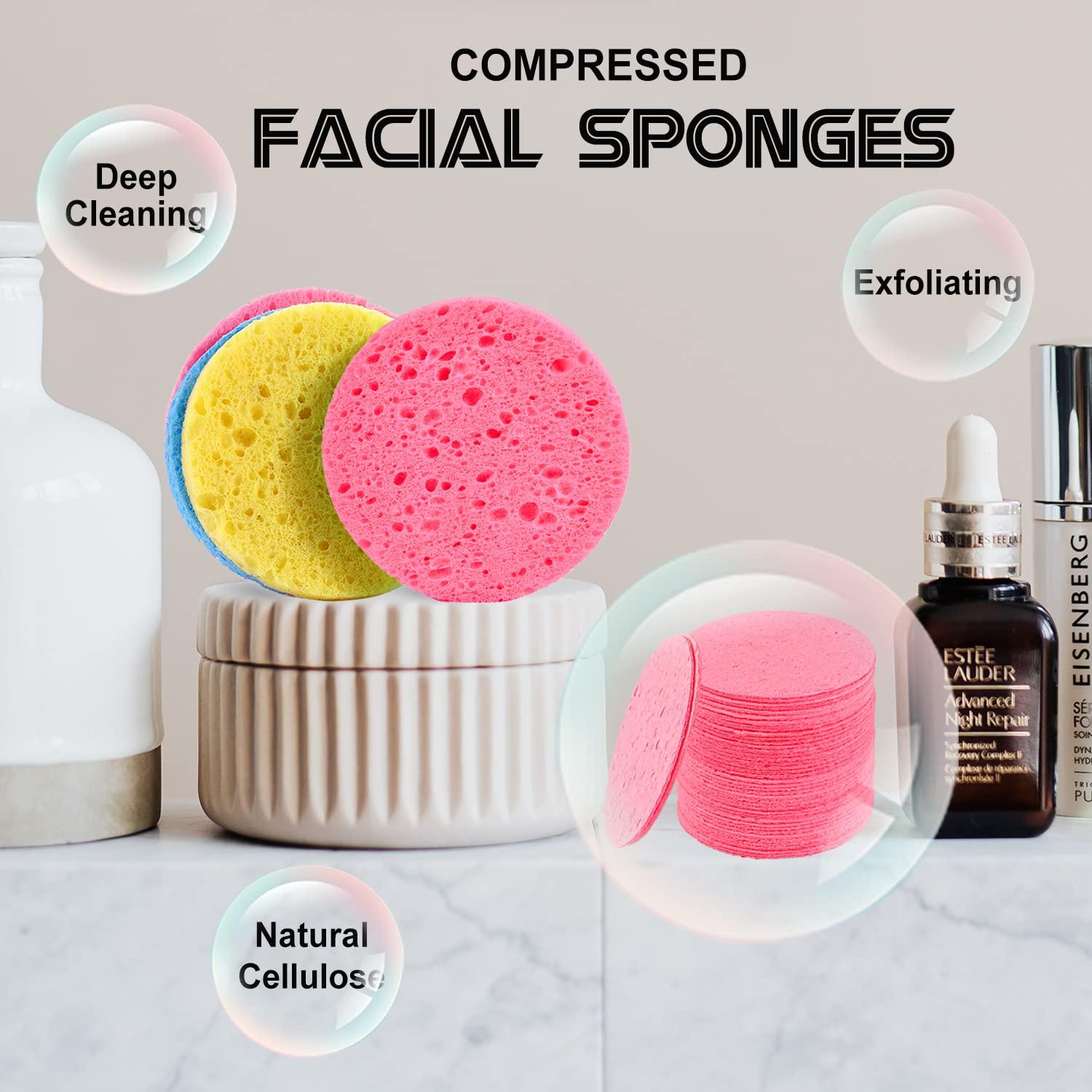 50-Count Compressed Facial Sponges - 100% Natural Cellulose Spa Sponges ...