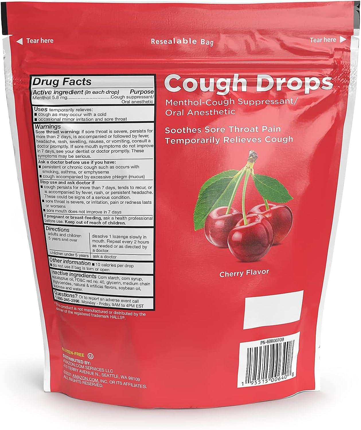 Amazon Basic Care Cherry Cough Drops 160 Count (Formerly SoundHealth ...
