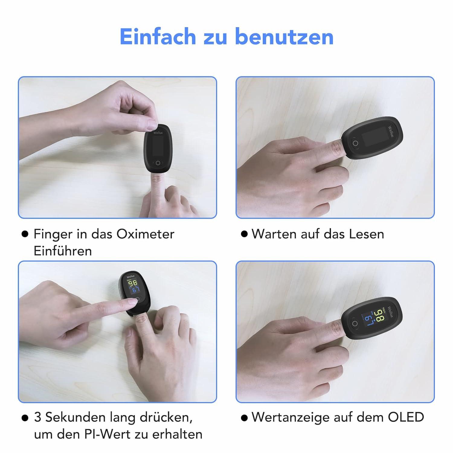 Wellue Pulse Oximeter - Portable Oxygen Saturation & Heart Rate Monitor ...