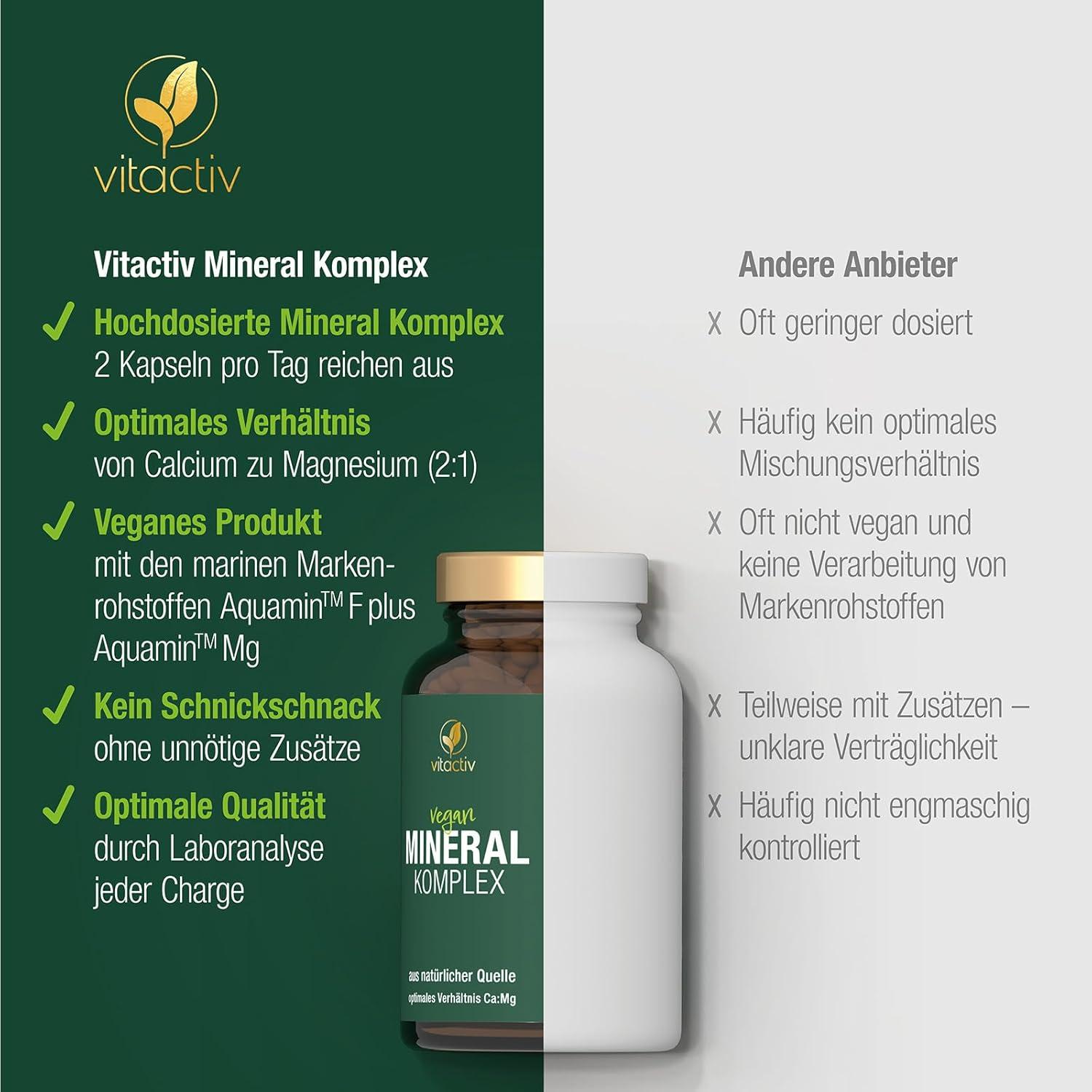 Vitaciv Mineral Complex | Aquamine Marine Calcium & Magnesium (2:1) | Vegan 120 Capsules for ...