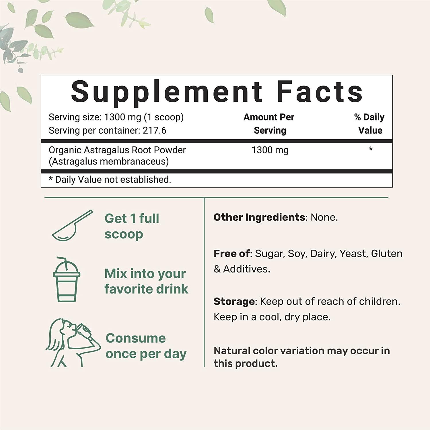 Organic Astragalus Root Powder - 10 oz | Sun Dried, Filler Free | Pure ...