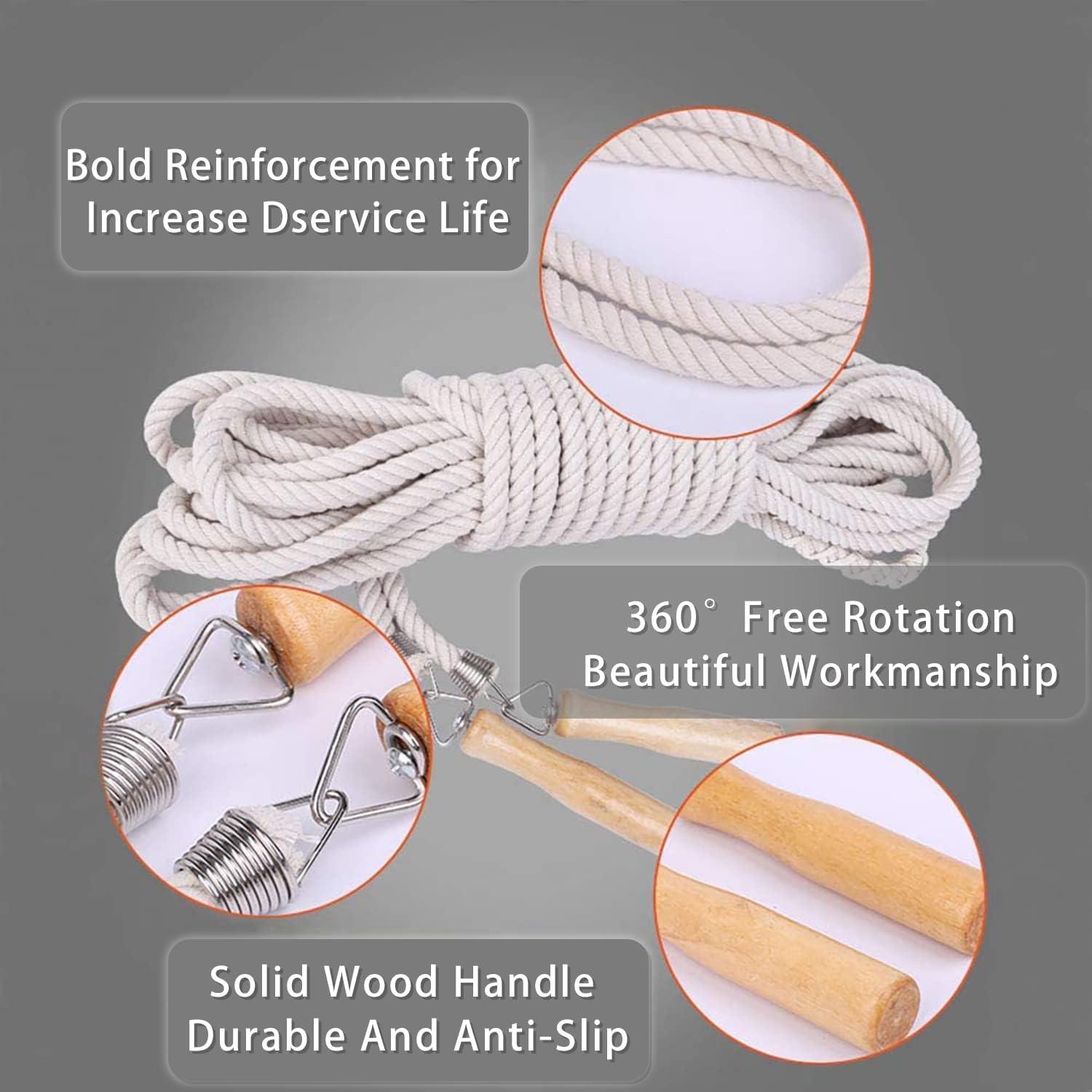 Leapbeast Long Jump Rope - Multiplayer Wooden Handle Jump Rope for ...