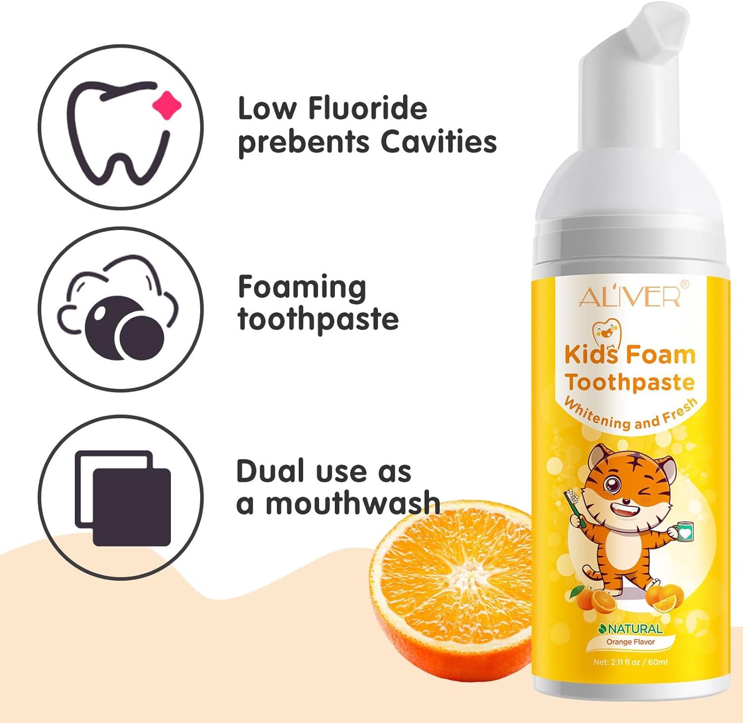 Kids Foam Toothpaste 2-Pack | Low Fluoride Anticavity Formula for U ...