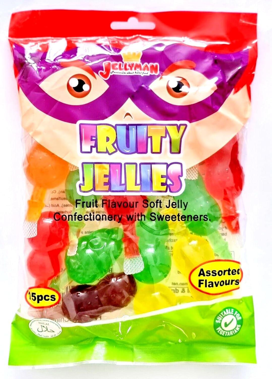 Jellyman Fruity Jellies & Fruit Jelly Straw Sticks. 25 pieces of Tik ...