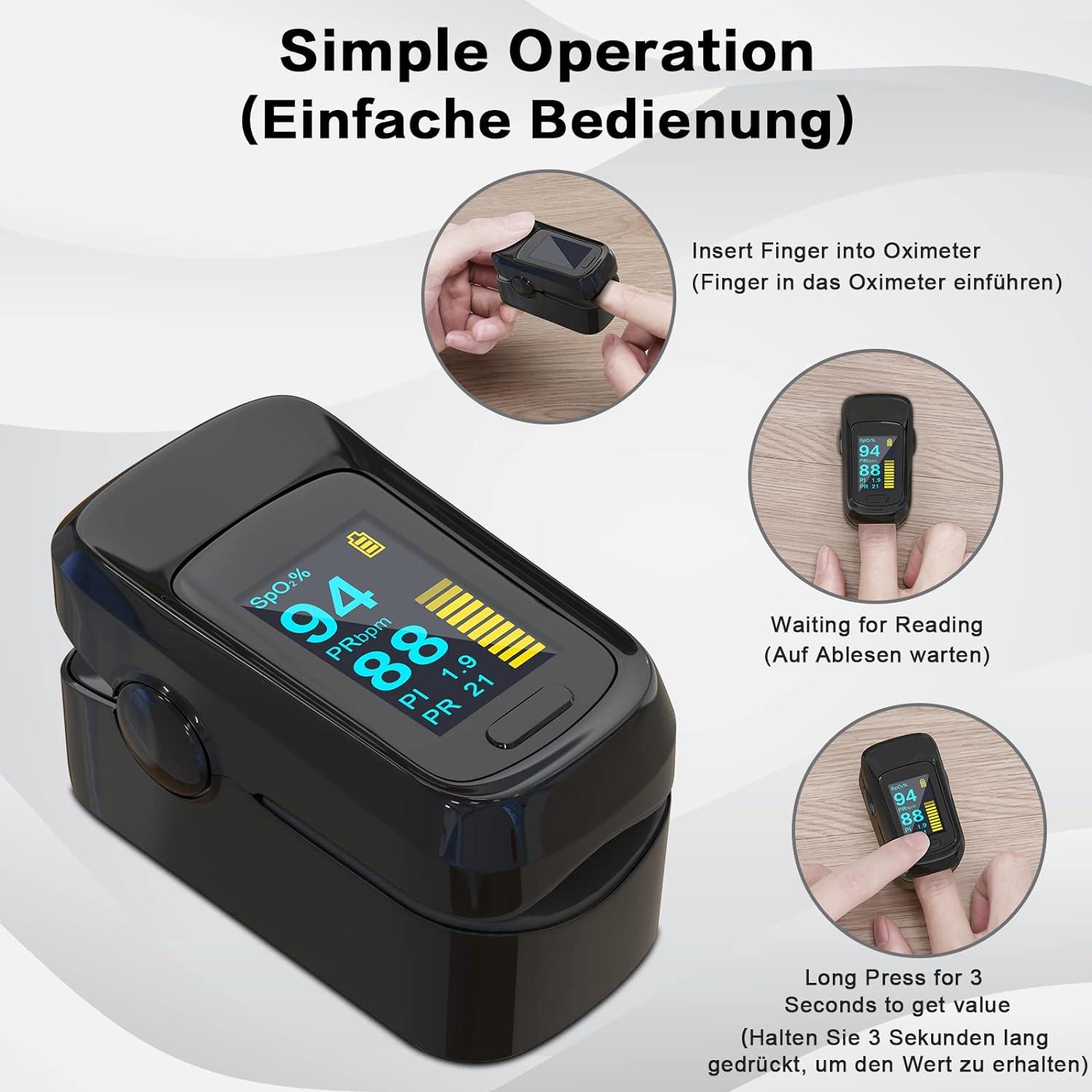 Pulse Oximeter for Finger Oxygen Measuring Device Fingertip Oximeter ...