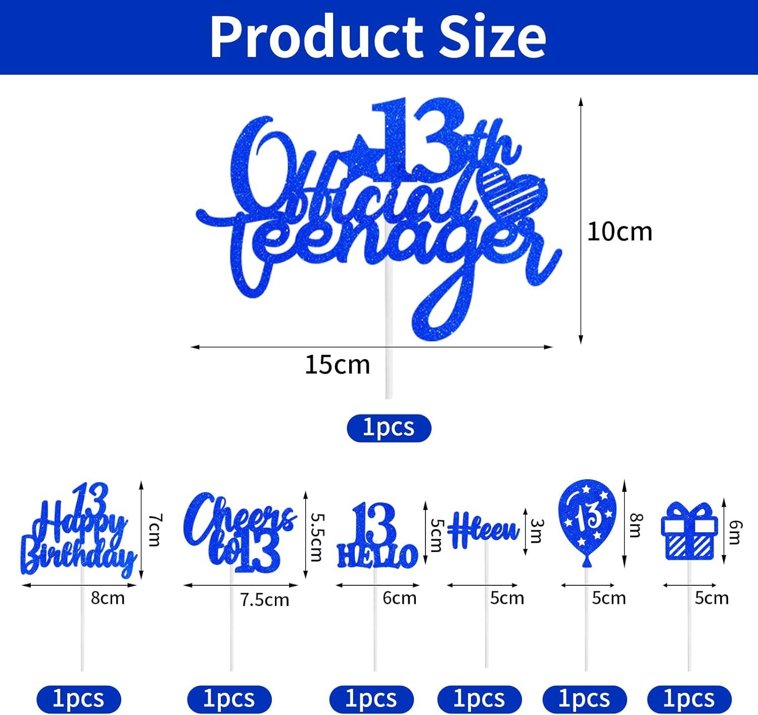 Biapian Blue 13th Birthday Cake Topper 13th Official Teenager Cake ...