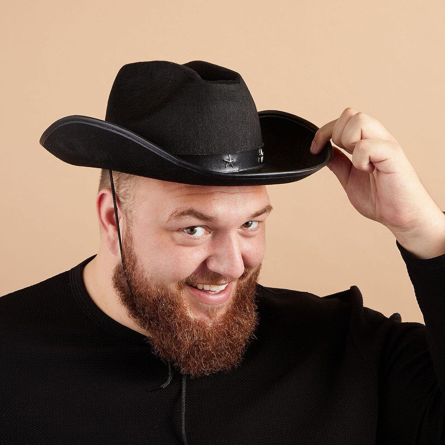 Men's Black Cowboy Hat with Silver Star Studs - One Size | Buy Now with ...