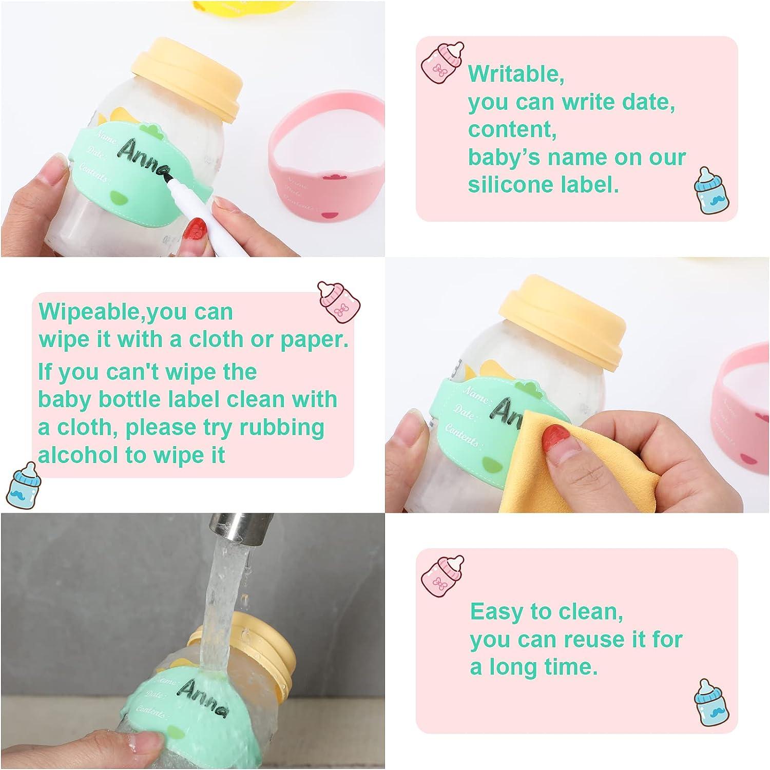 Reusable Silicone Baby Bottle Labels for Daycare - 12 Pieces ...