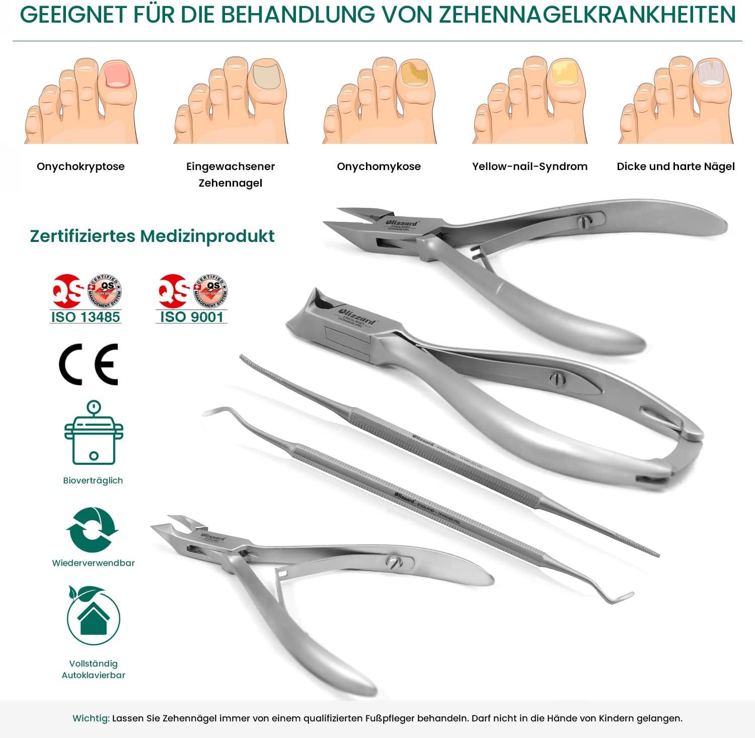 Blizzard Podology Instruments Set - 5-Piece Nail Care Kit for Hard ...