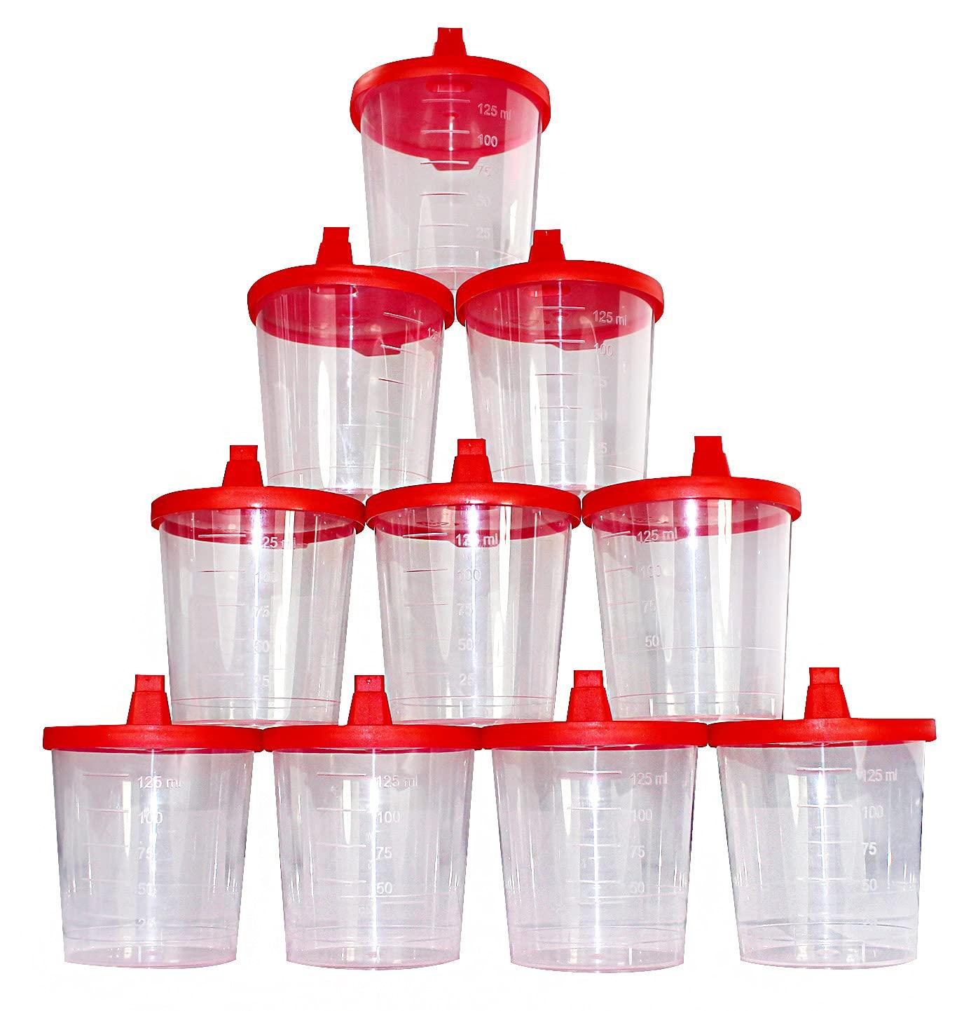 Medi-Inn+ Urine Cup 125 ml with Red Snap-On Lid - 10 Pack Plastic Urine ...